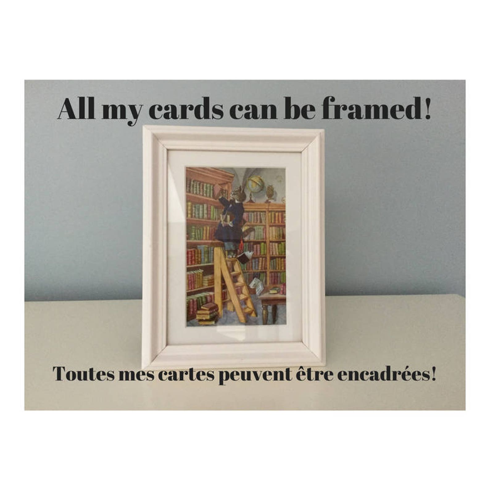 Vintage Librarian Cat Card Library Study Vintage Books | Etsy