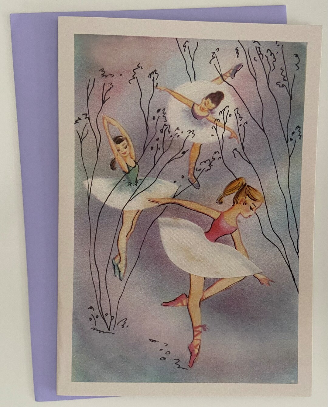 Vintage Dancing Ballerinas Card, Ballet, Greeting Card, Mother's Day ...