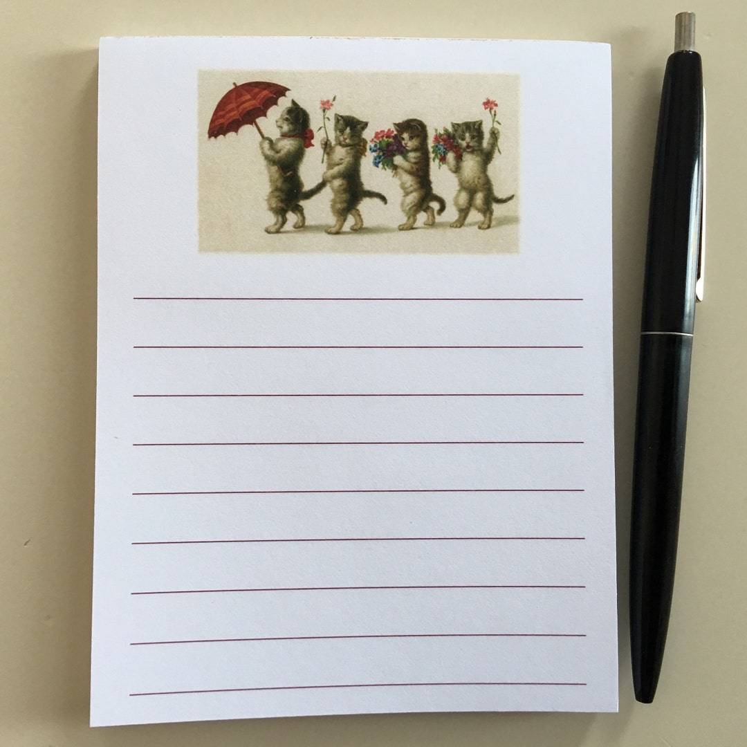 Cats in Line Notepad, Cat Memo Pad, Kitten Set Pad, Cat Lover Gift ...