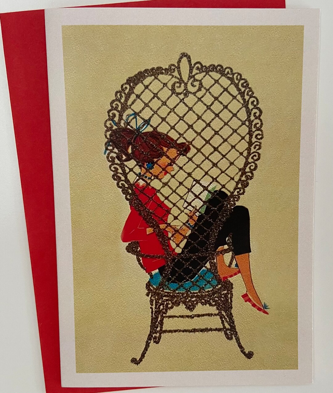 Woman Reading on a Chair Card Feminine Birthday - Etsy