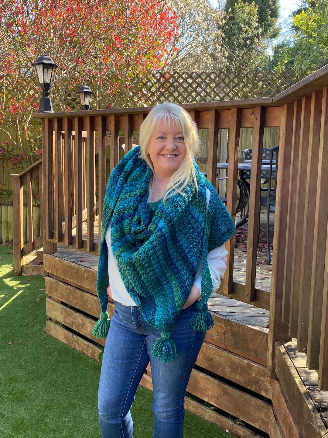 Crochet Pattern Shawl Oversized Scarf Triangle Shawl | Pebble Beach ...
