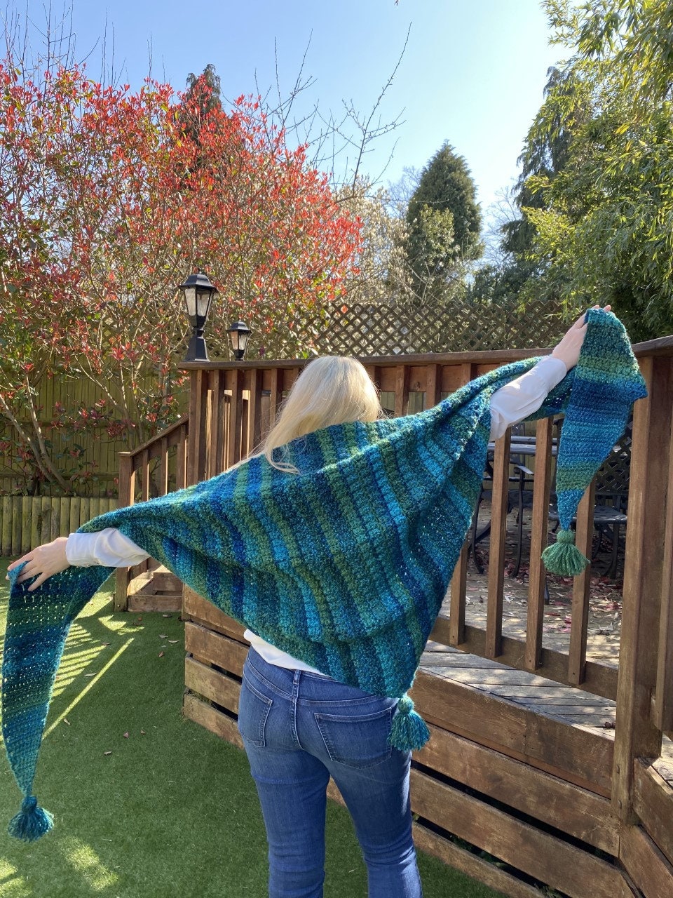 Kit Crochet Easy Pattern Shawl Scarf Triangle Pebble Beach | Etsy