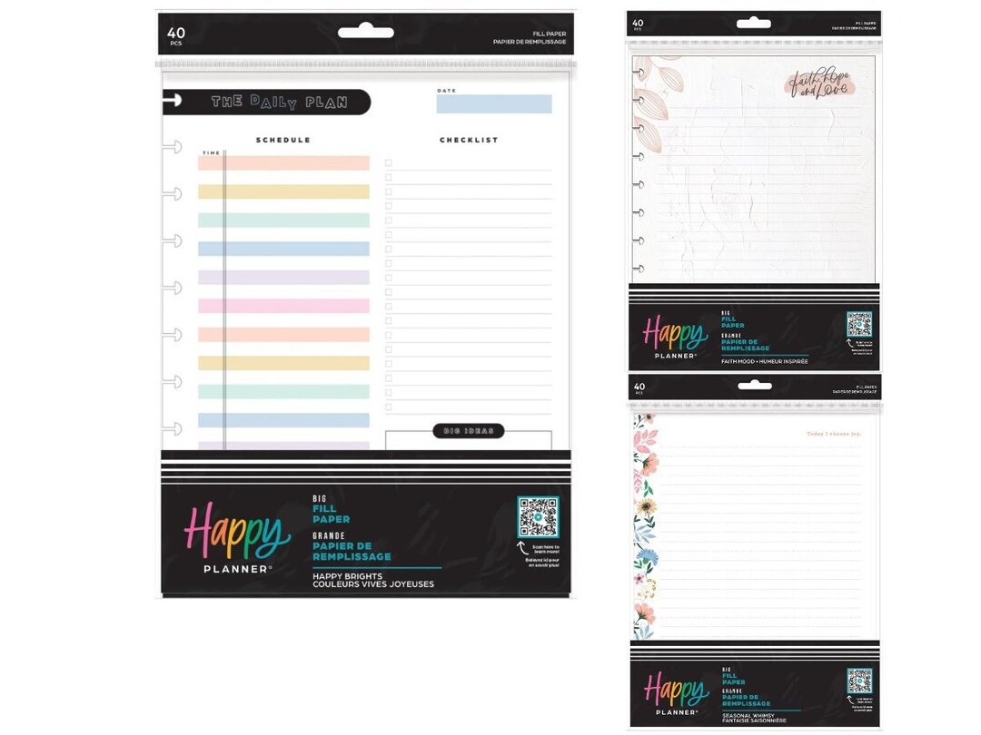 Happy Planner Big Filler Paper - 40 Sheets - Choice of Styles Seasonal ...