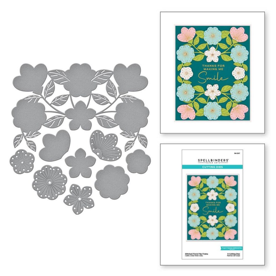 Spellbinders Stitched Etched Dies - Stitched Floral Flip Frame S4-1267 ...