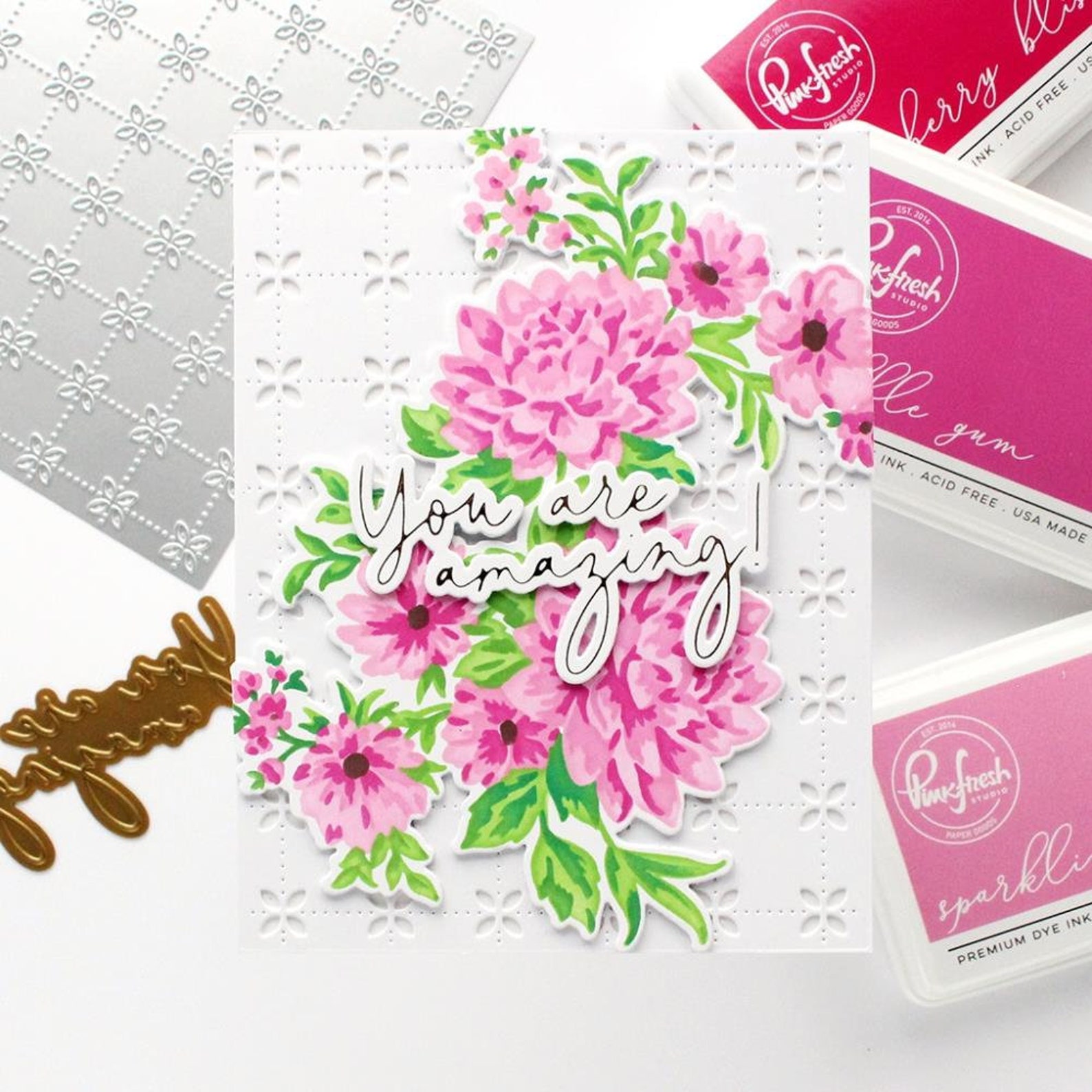 Pinkfresh Studio Cover Plate Die Floral Grid - Etsy