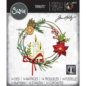 Tim Holtz Sizzix Thinlits Dies Vault Festive Wreath 666715 - Etsy