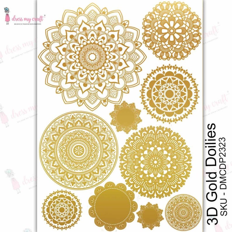 Dress My Craft Transfer Me Transfer Paper 3D Gold Doilies - Etsy