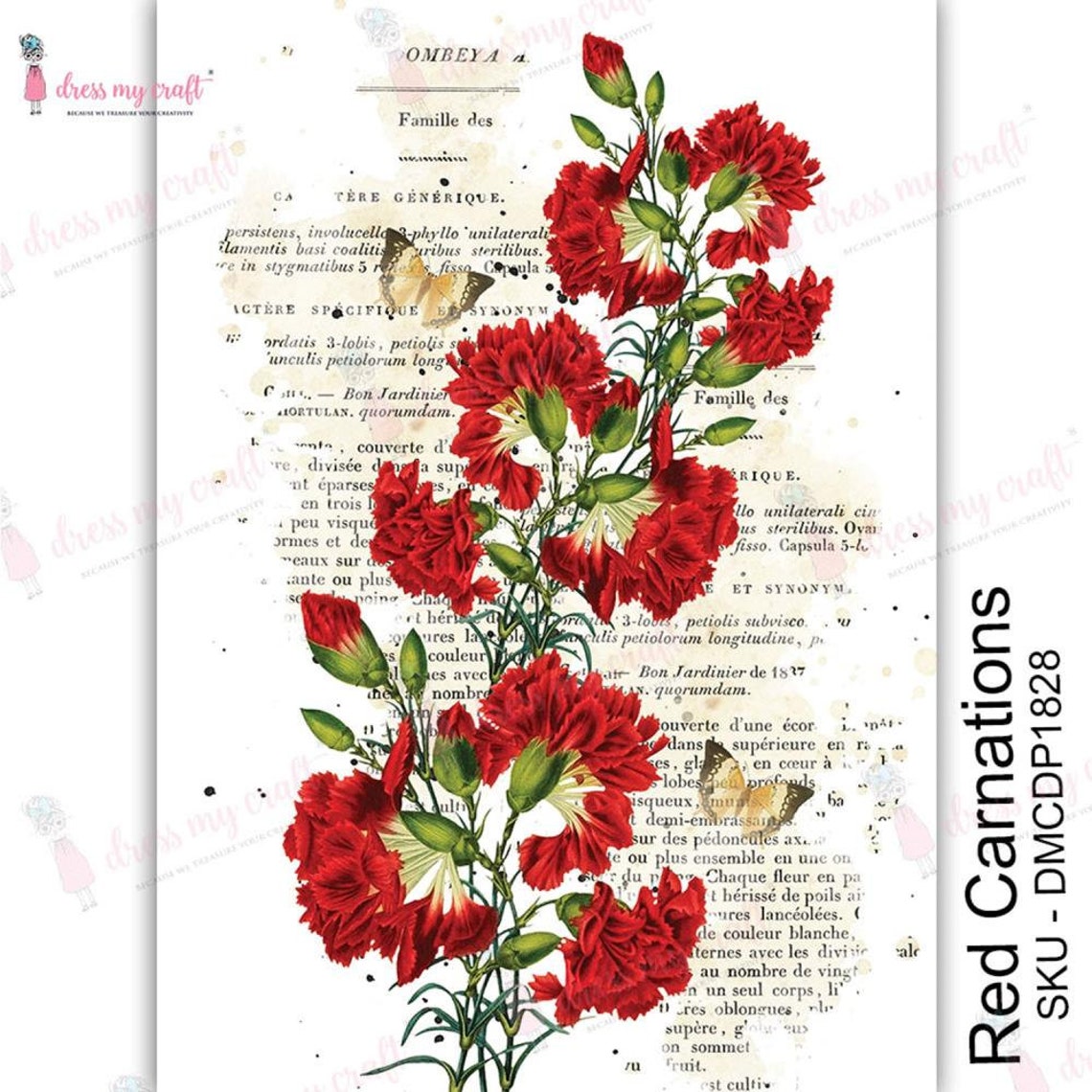 Dress My Craft Transfer Me Transfer Paper Red Carnations | Etsy