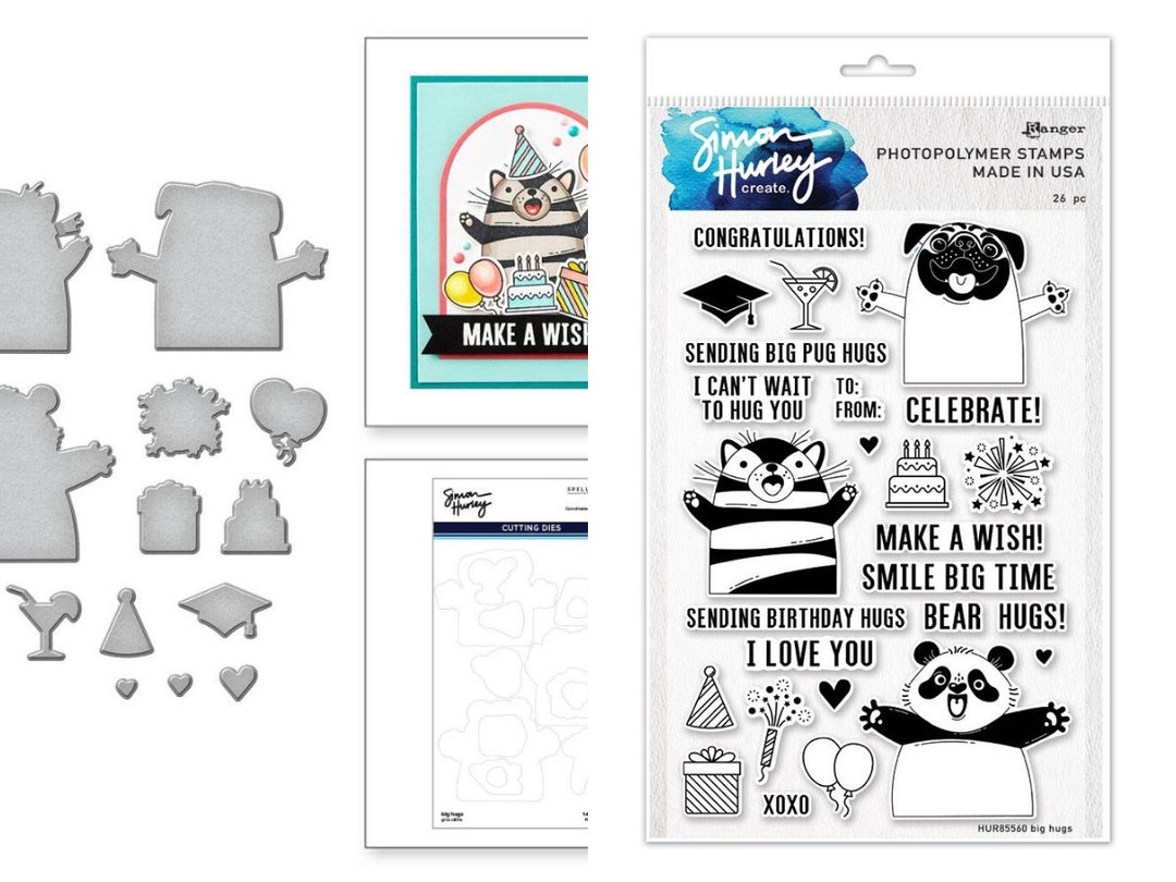 Simon Hurley Big Hugs Clear Stamps and Dies Bundle 6"x9" - Ranger - Etsy
