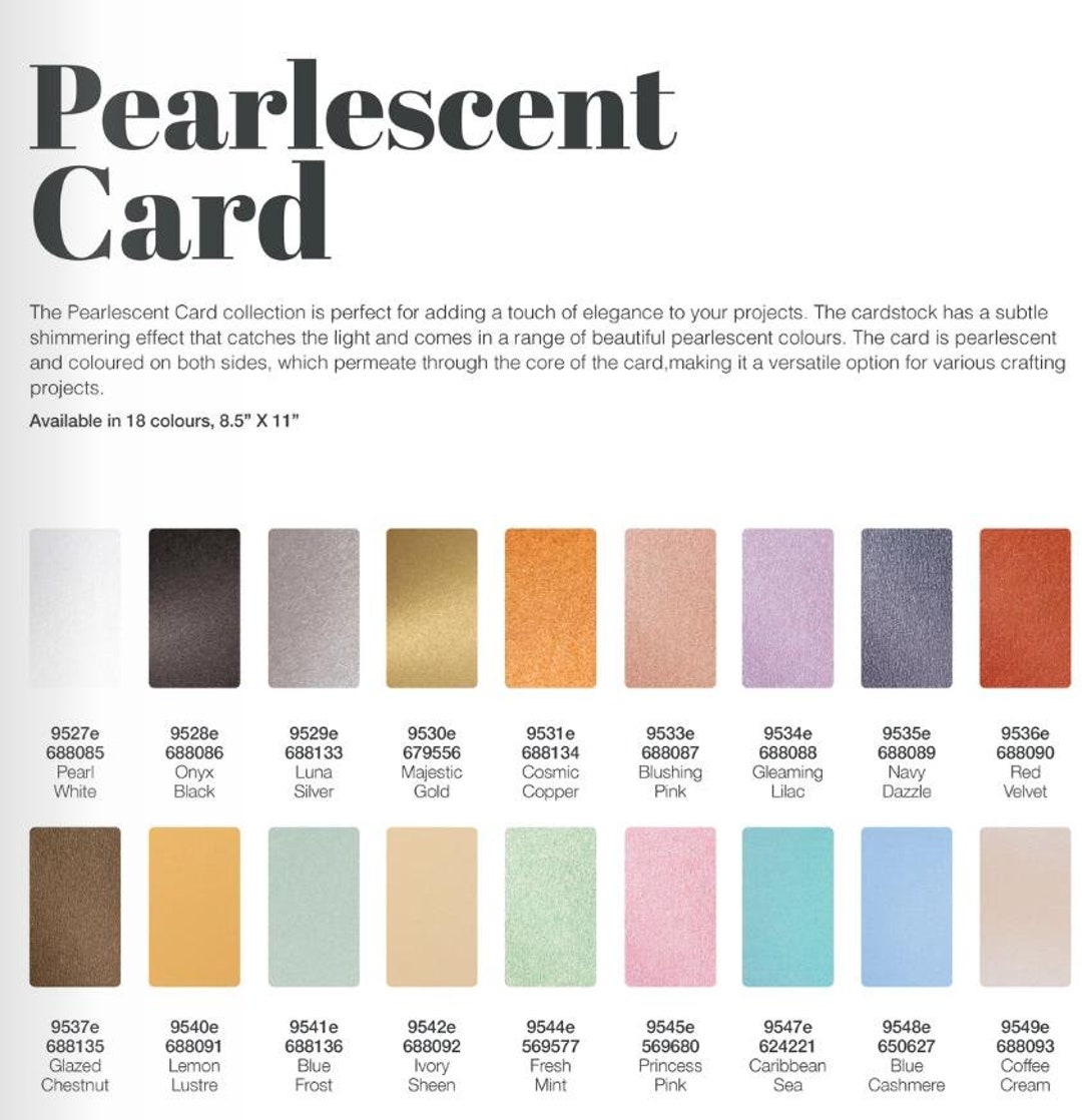 Craft Perfect Pearlescent Cardstock 8.5"x11" 5/pkg - 5 Sheets of A4 ...