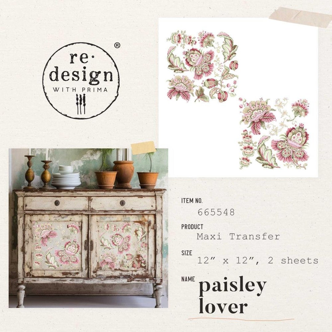 Prima Marketing Re-design Maxi Transfers 12"x12" - Paisley Lover 2 ...