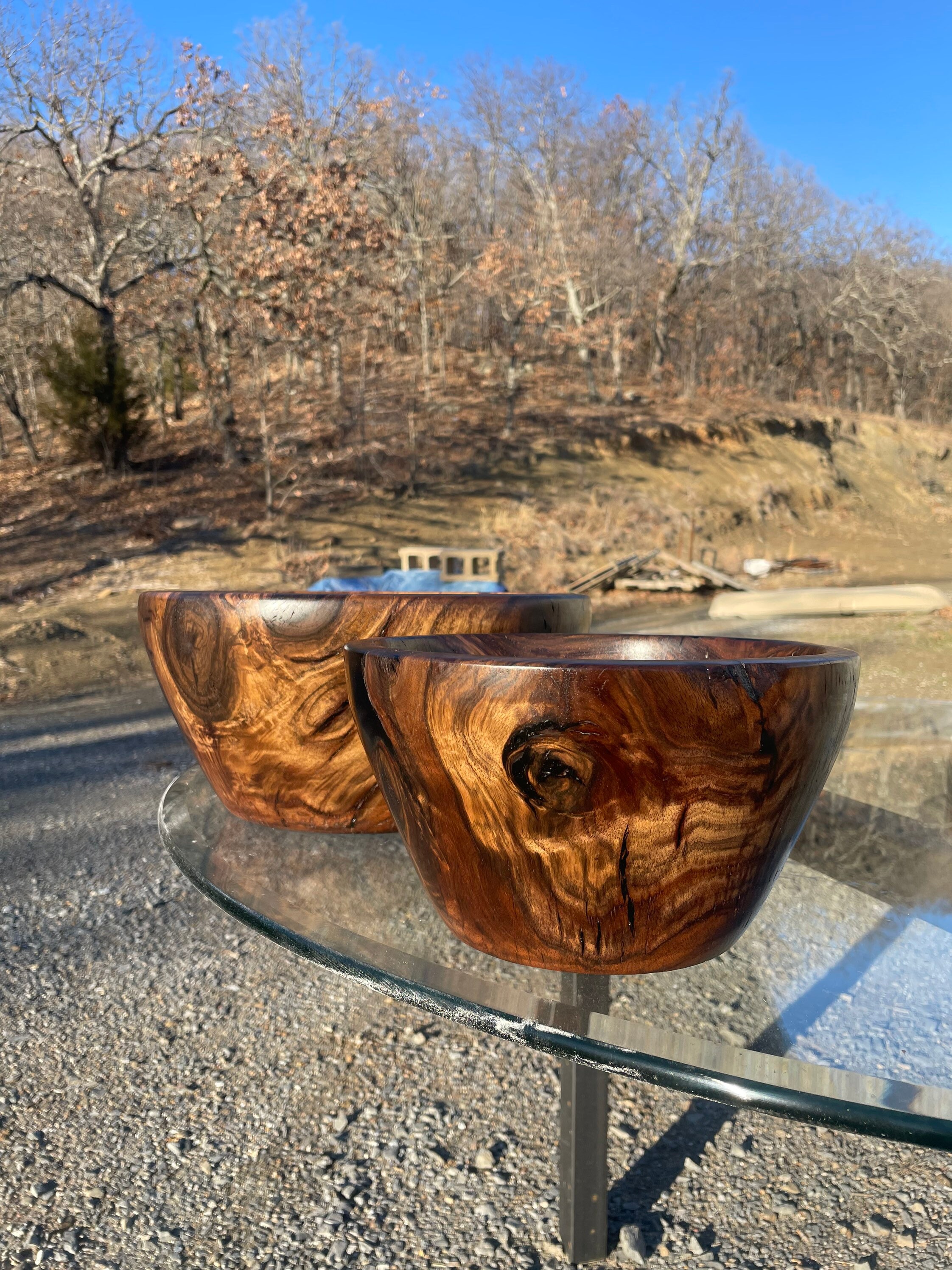 Gorgeous Walnut Root Bowl Set With Epoxy Live Edge Burl - Etsy