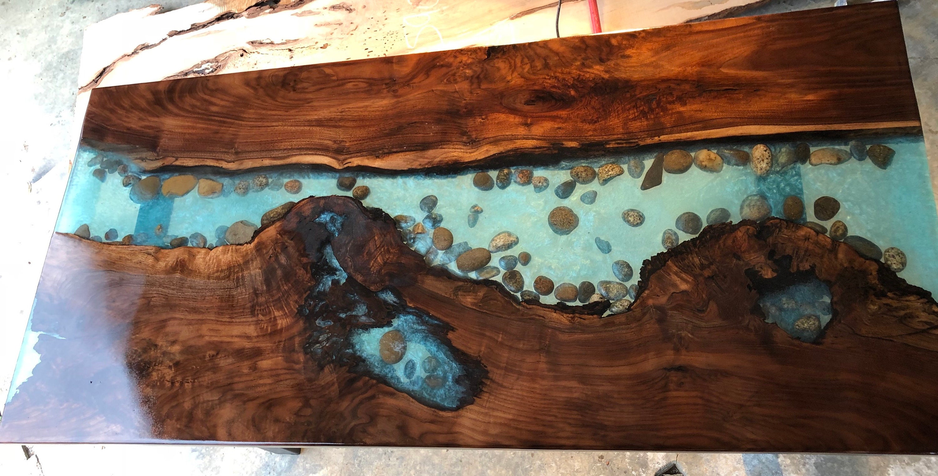 Walnut River Table Live Edge Resin Gorgeous Dining - Etsy