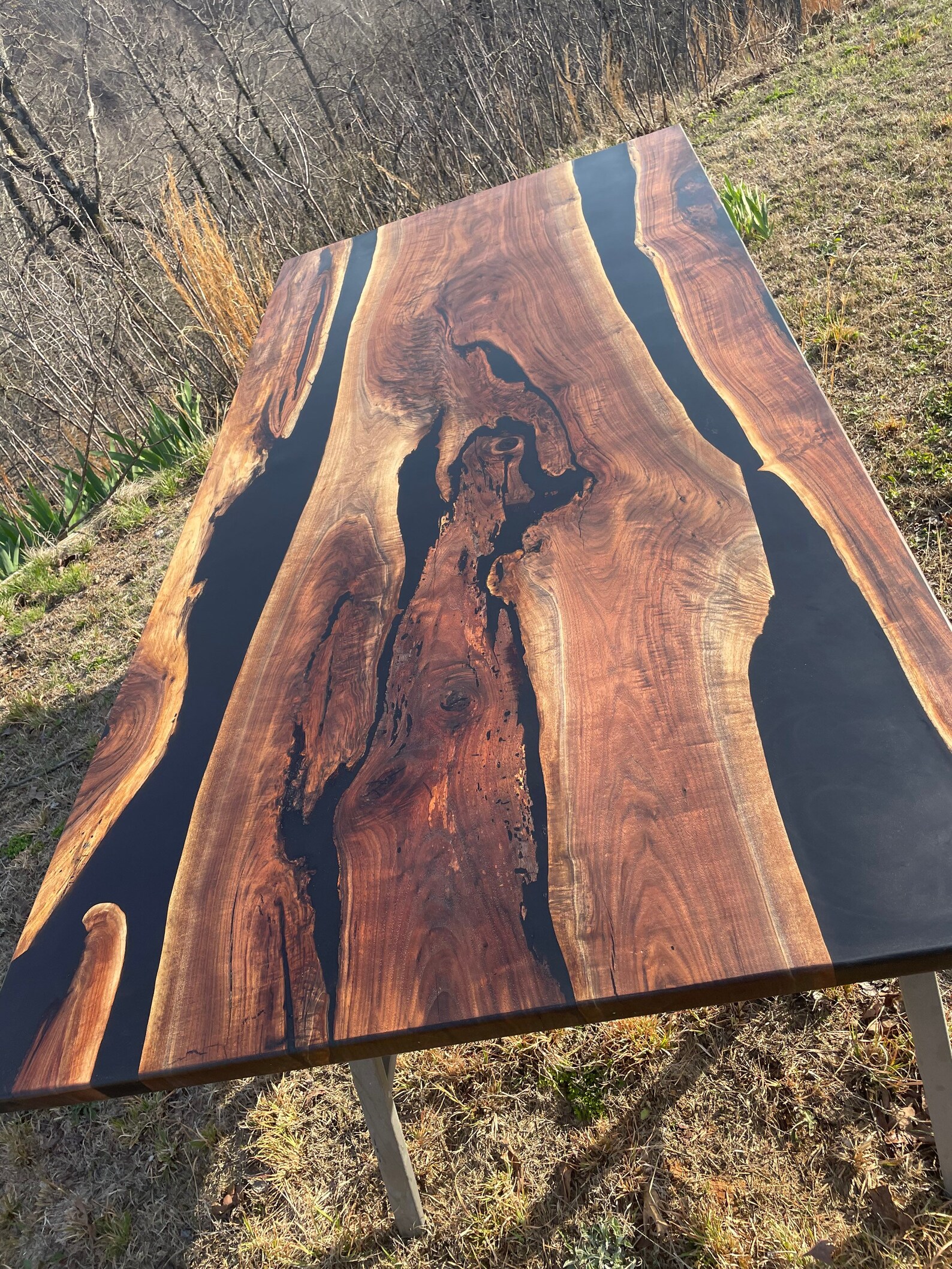 Live Edge Epoxy River Table Kitchen Table Dining Walnut Black - Etsy