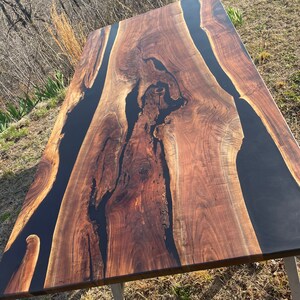 Live Edge Epoxy River Table Kitchen Table Dining Walnut Black - Etsy
