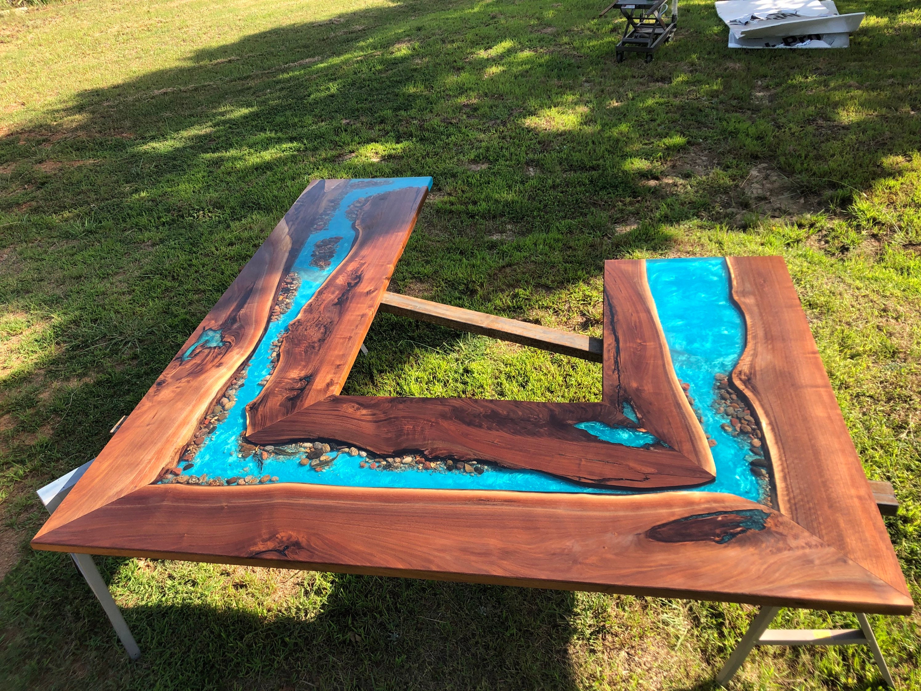 25 Ft Bartop River Table Live Edge With River Stone and Trout - Etsy