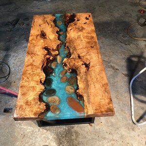 Maple River Table With Stone Live Edge - Etsy