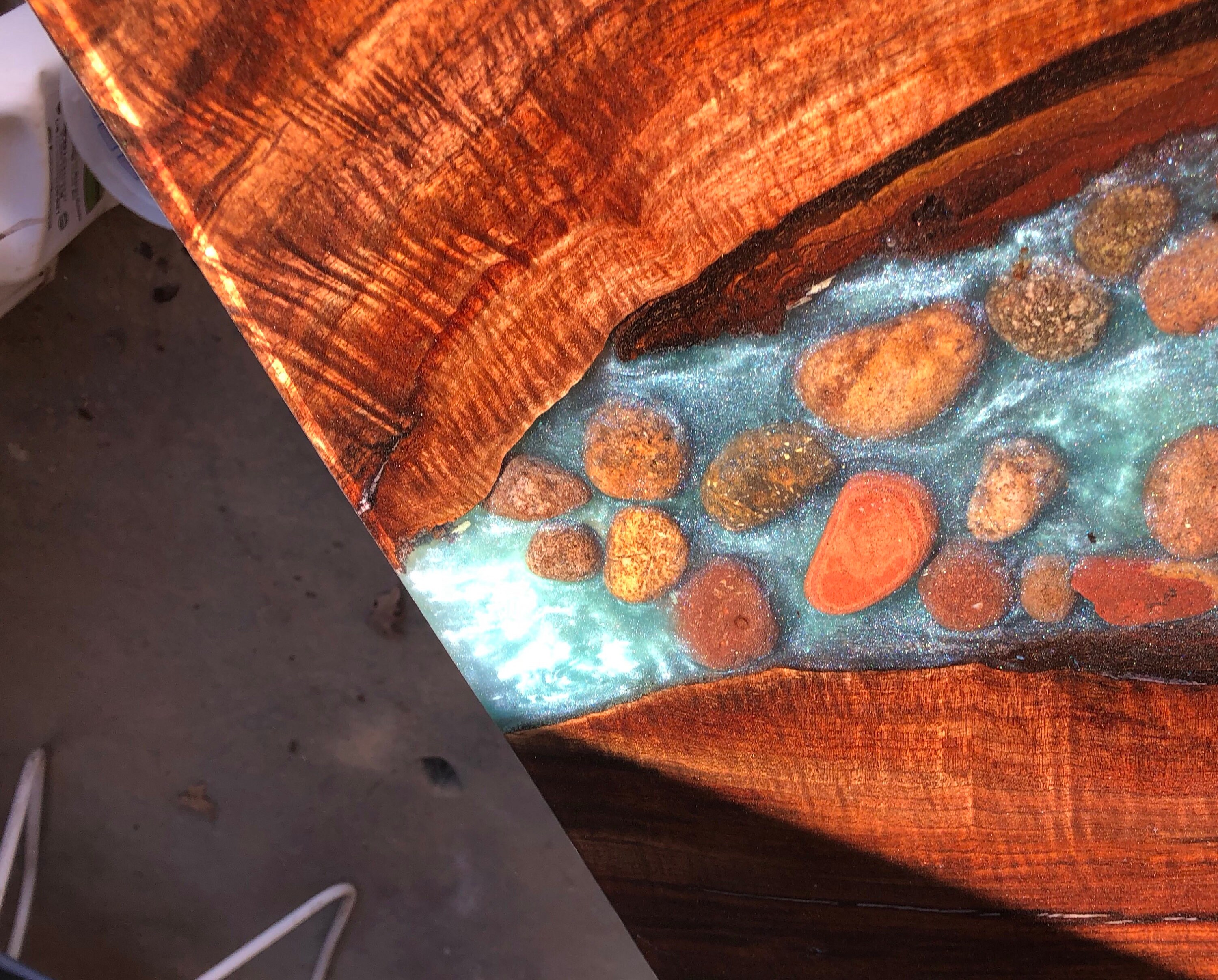 Walnut Live Edge River Table With Stone - Etsy