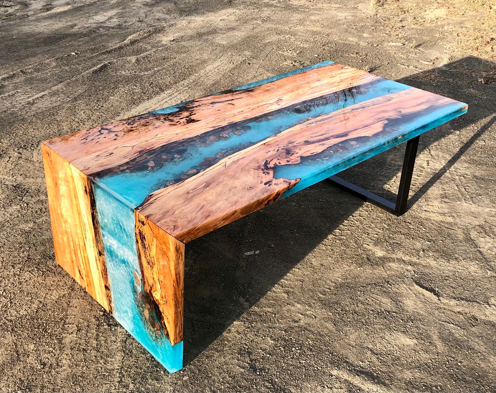 Gorgeous Waterfall River Table With Live Edge Stone and Rocks - Etsy