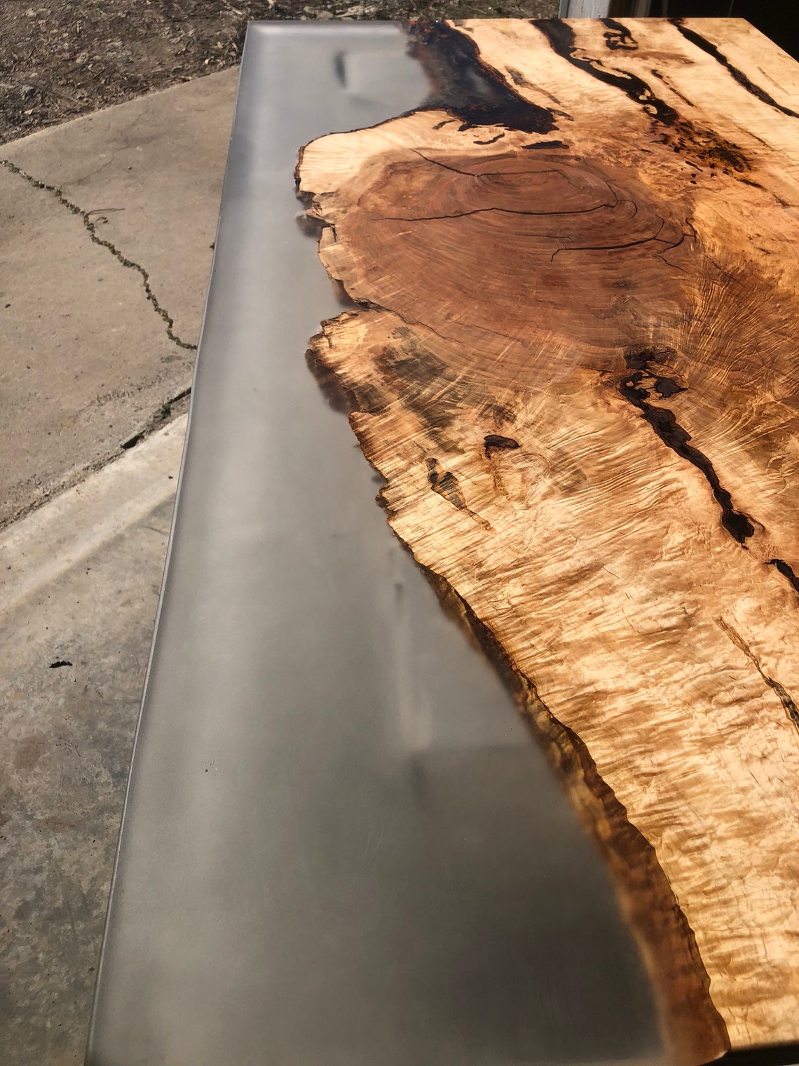 Maple River Table With Plate Base and Live Edge Dining - Etsy