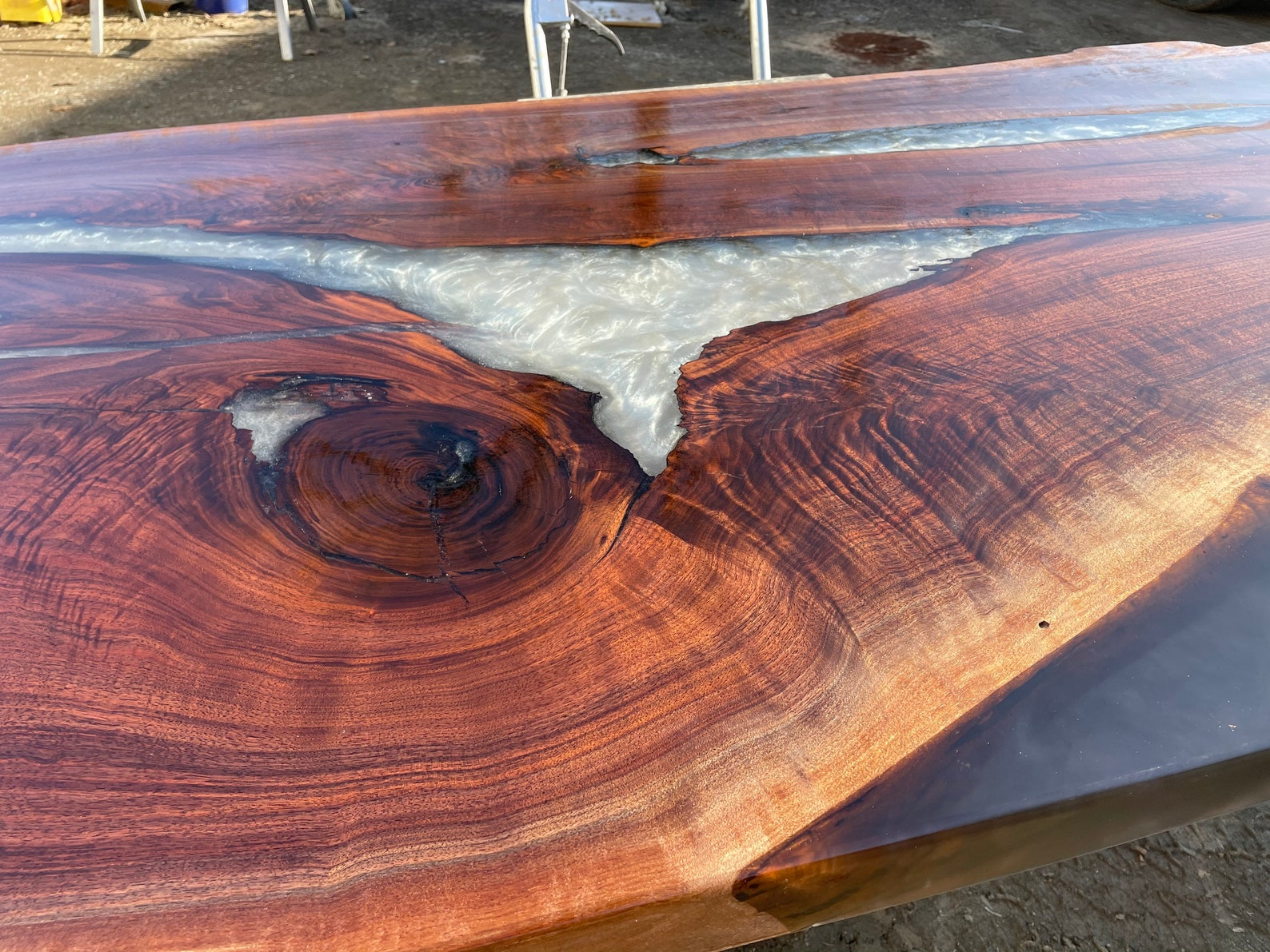 Gorgeous Walnut Live Edge Black and White Dining Table Epoxy Resin ...