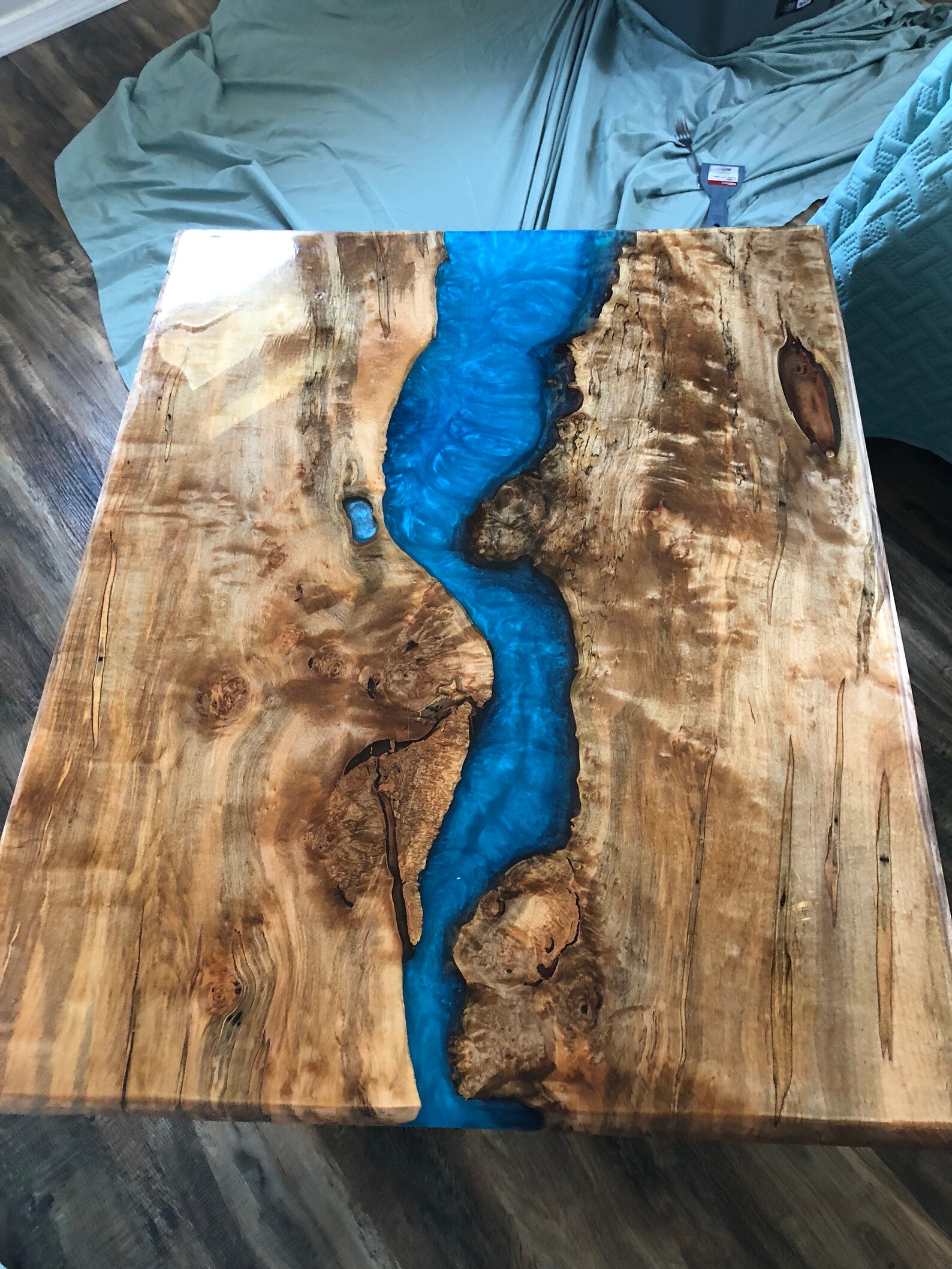 Resin Live Edge Coffee River Table Stream Gorgeous Spalted Burl ...