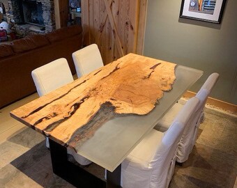 Maple River Table With Stone Live Edge | Etsy