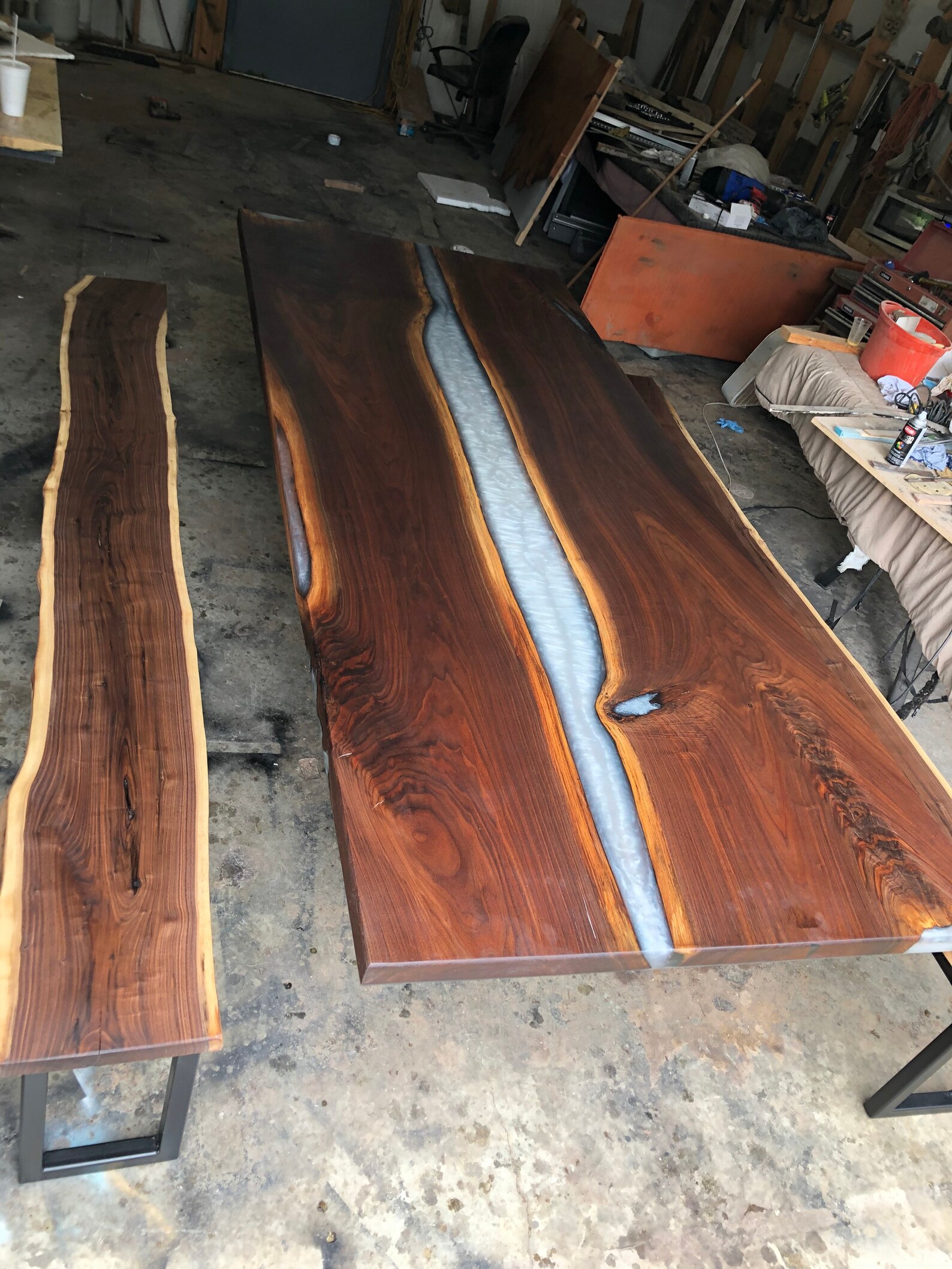 10 Foot Conference Table and Benches Live Edge River Table - Etsy