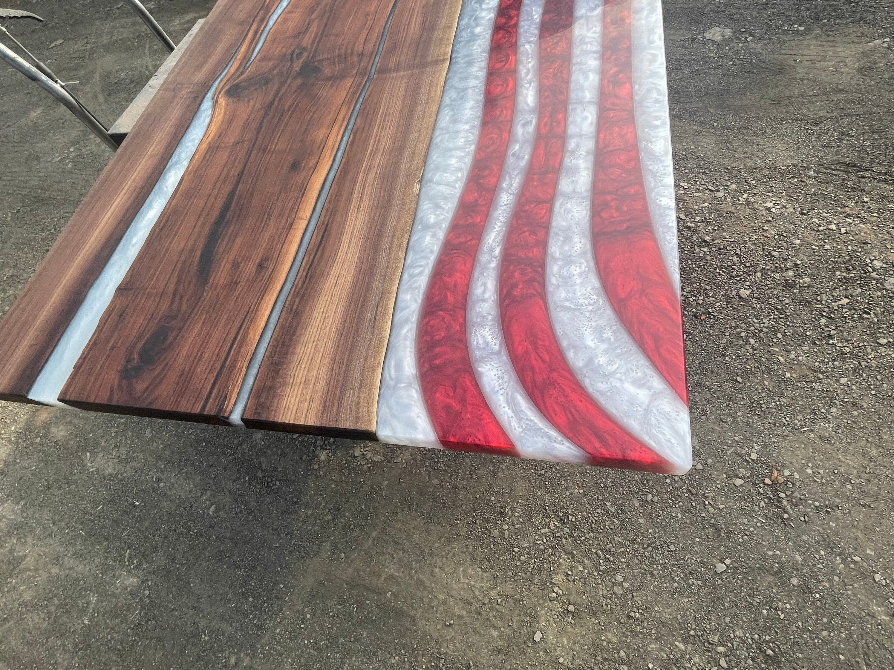 American Flag River Table Epoxy Live Edge Black Walnut. - Etsy