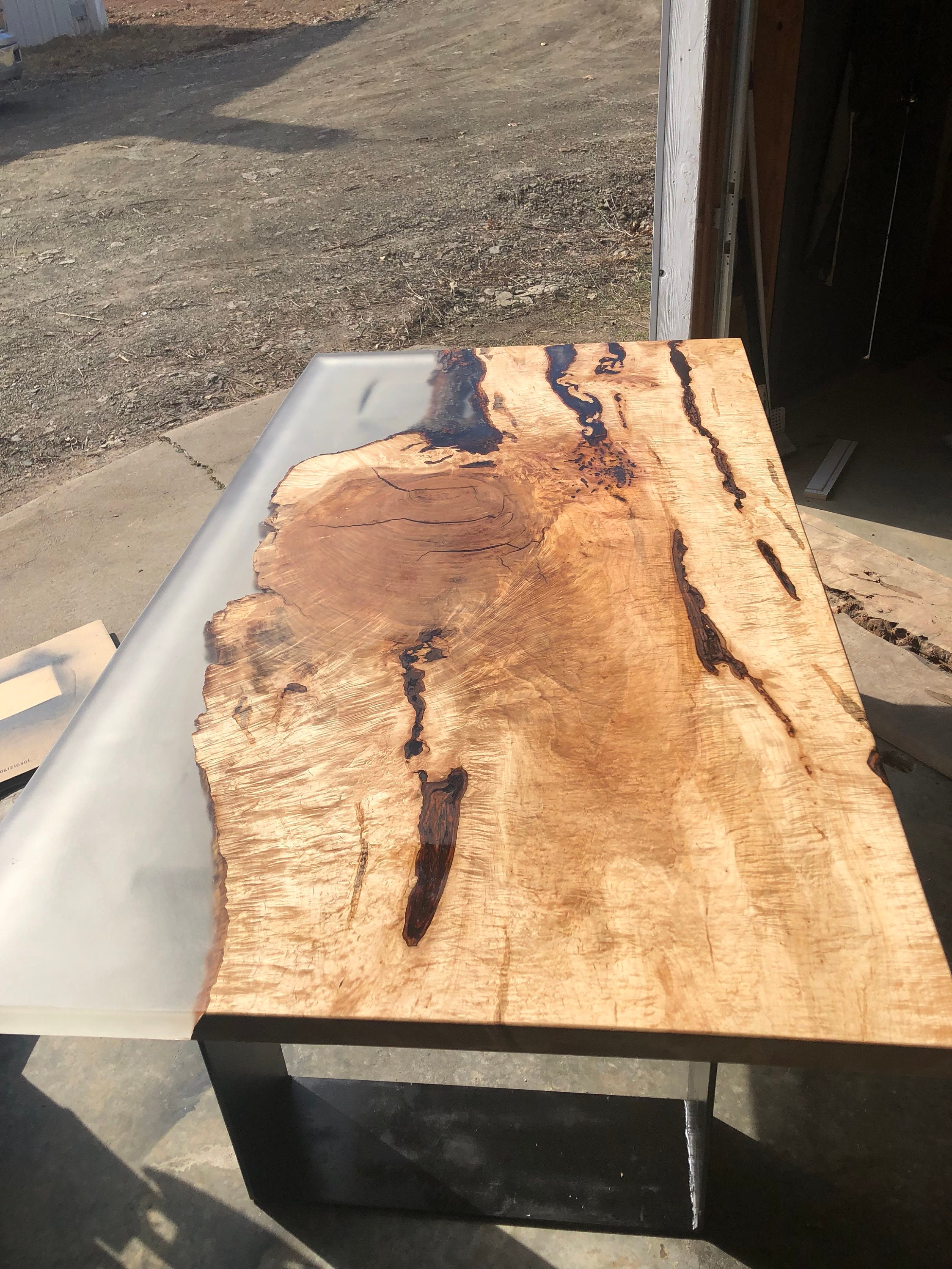 Maple River Table With Plate Base and Live Edge Dining - Etsy