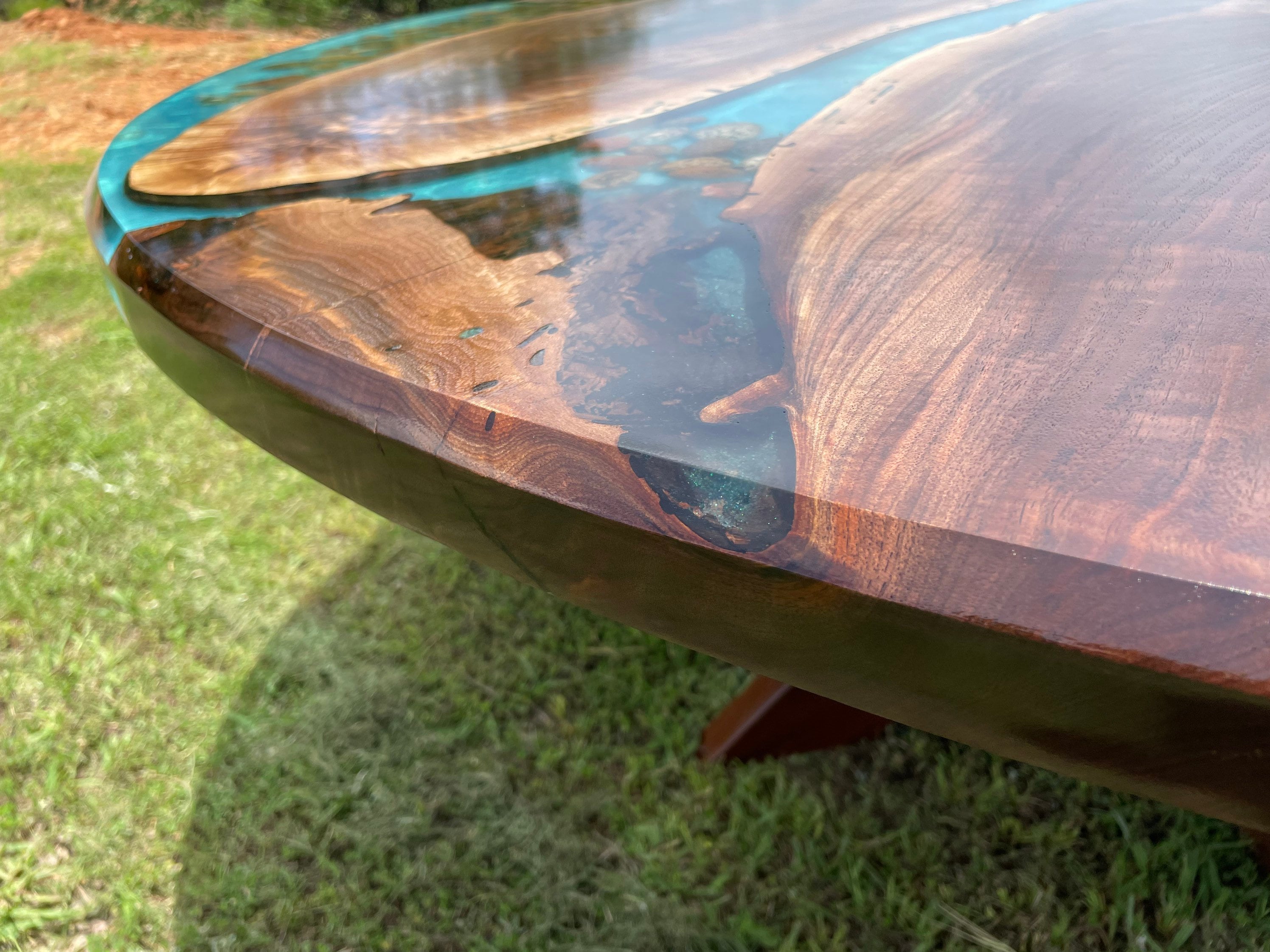 Stunning Large Round River Table With Stone Rock Live Edge Dining - Etsy