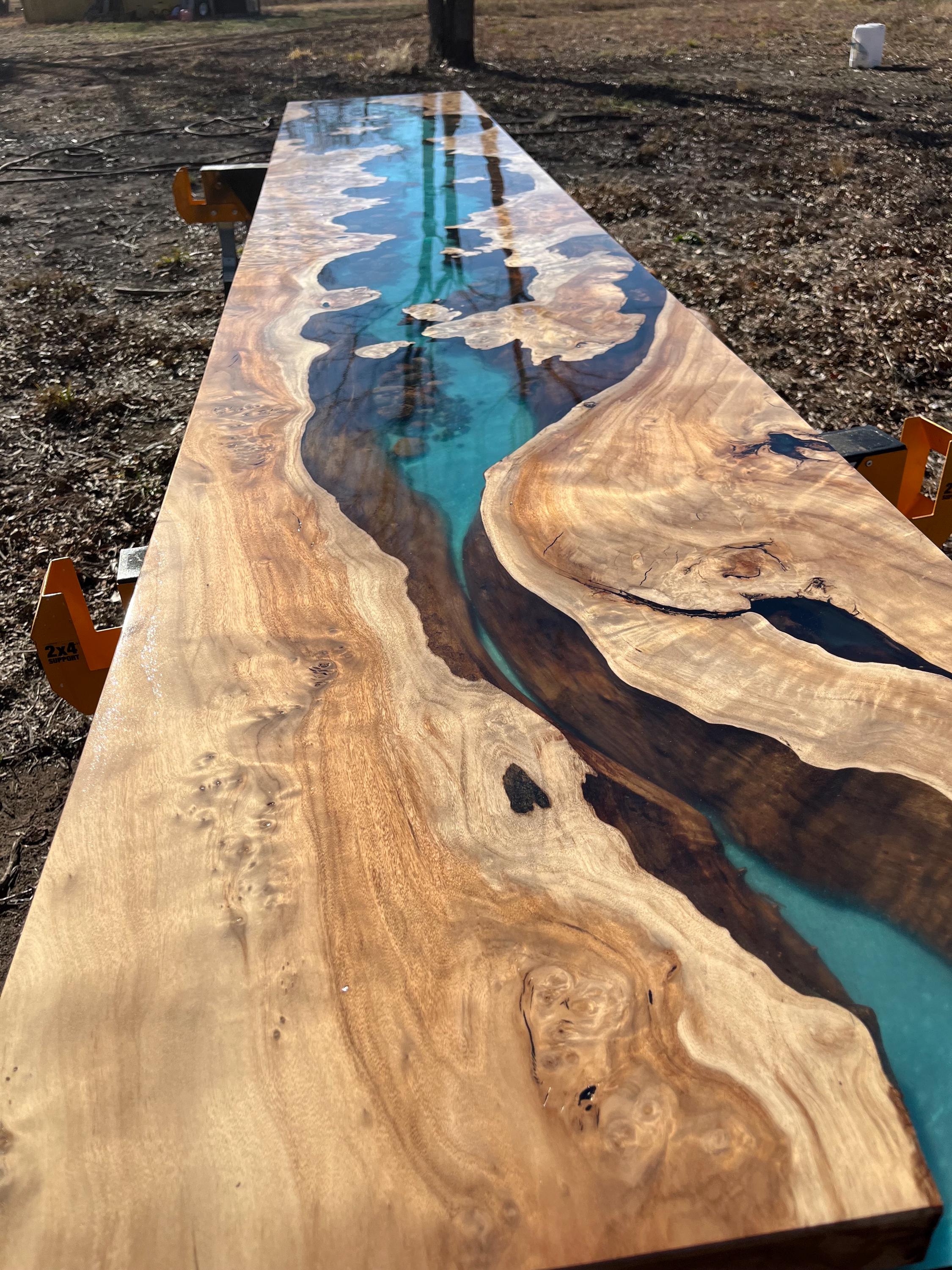 25 Ft Bartop River Table Live Edge With River Stone and Trout - Etsy