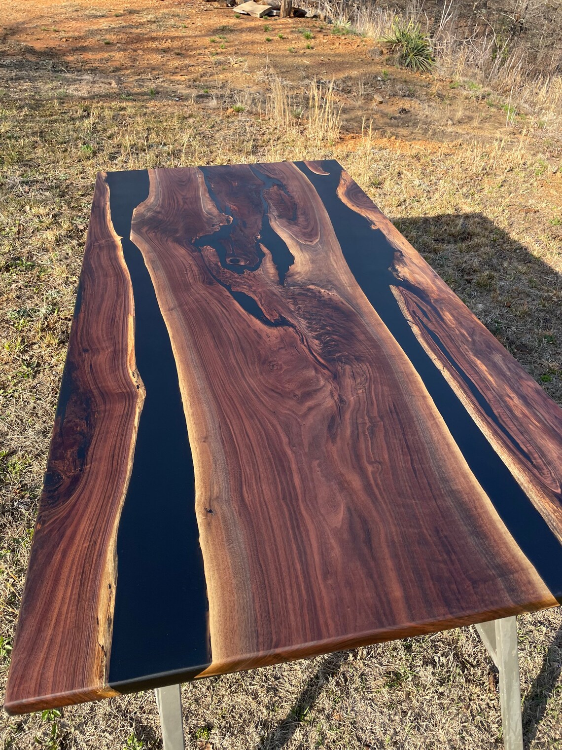 Live Edge Epoxy River Table Kitchen Table Dining Walnut Black - Etsy