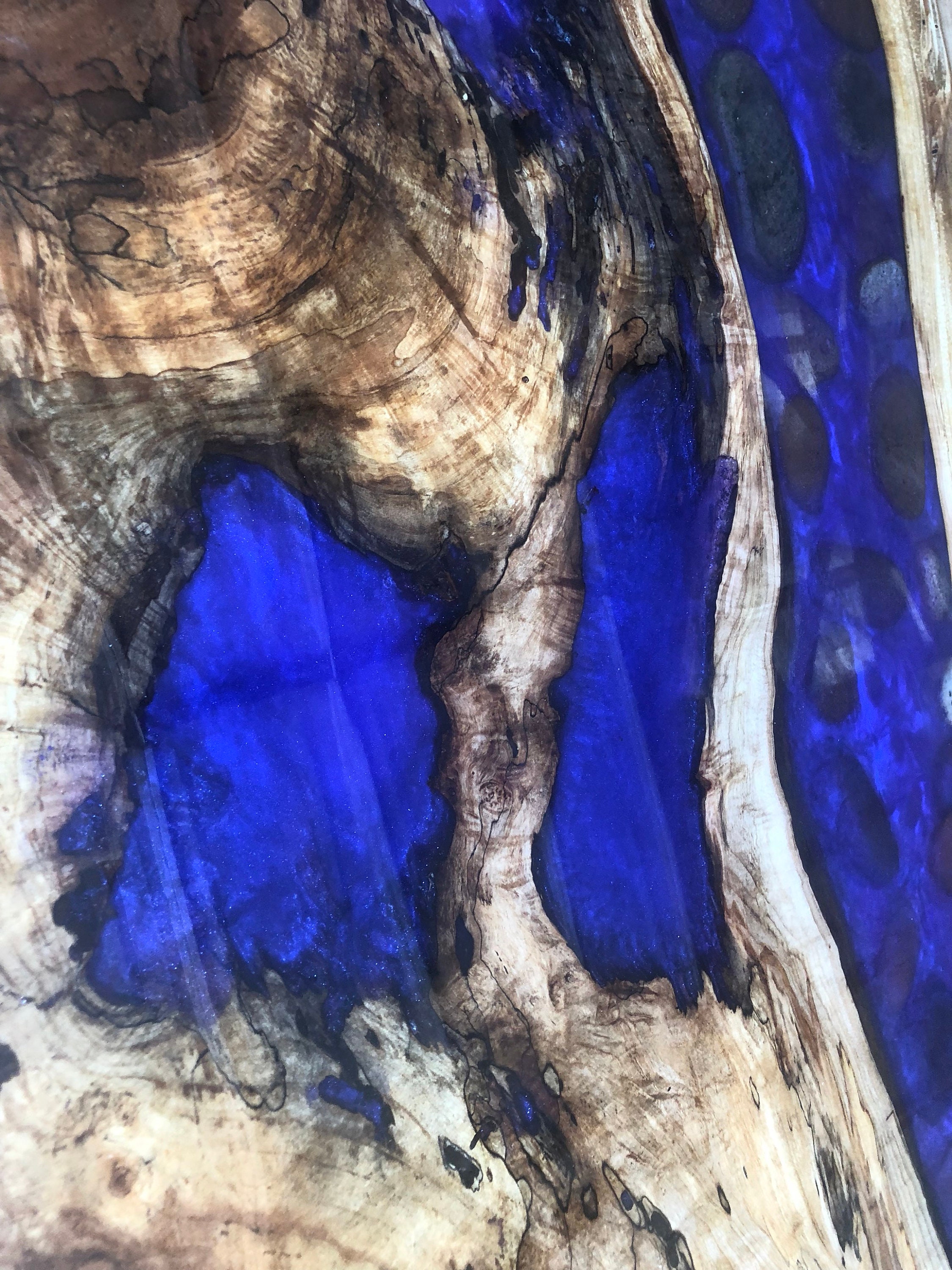 Maple Purple Live Edge River Table With Stone - Etsy