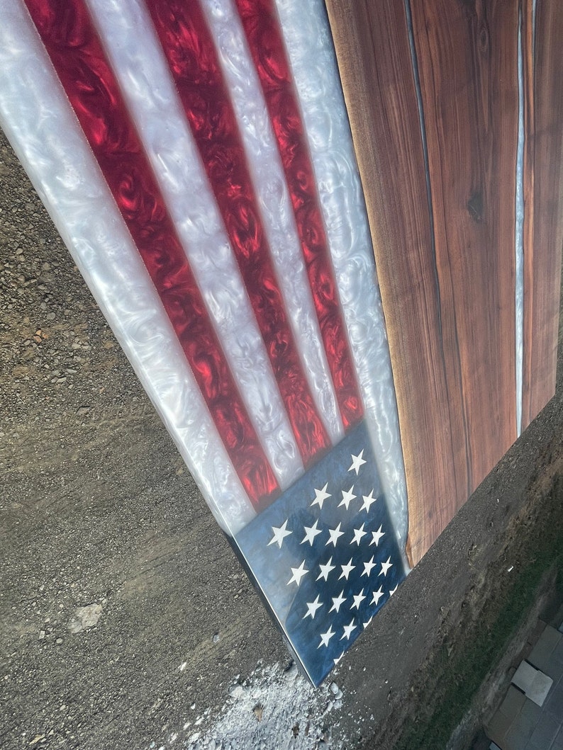 American Flag River Table Epoxy Live Edge Black Walnut. - Etsy