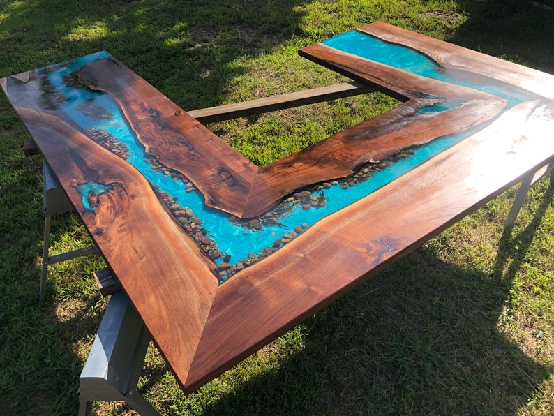 25 Ft Bartop River Table Live Edge With River Stone and Trout - Etsy