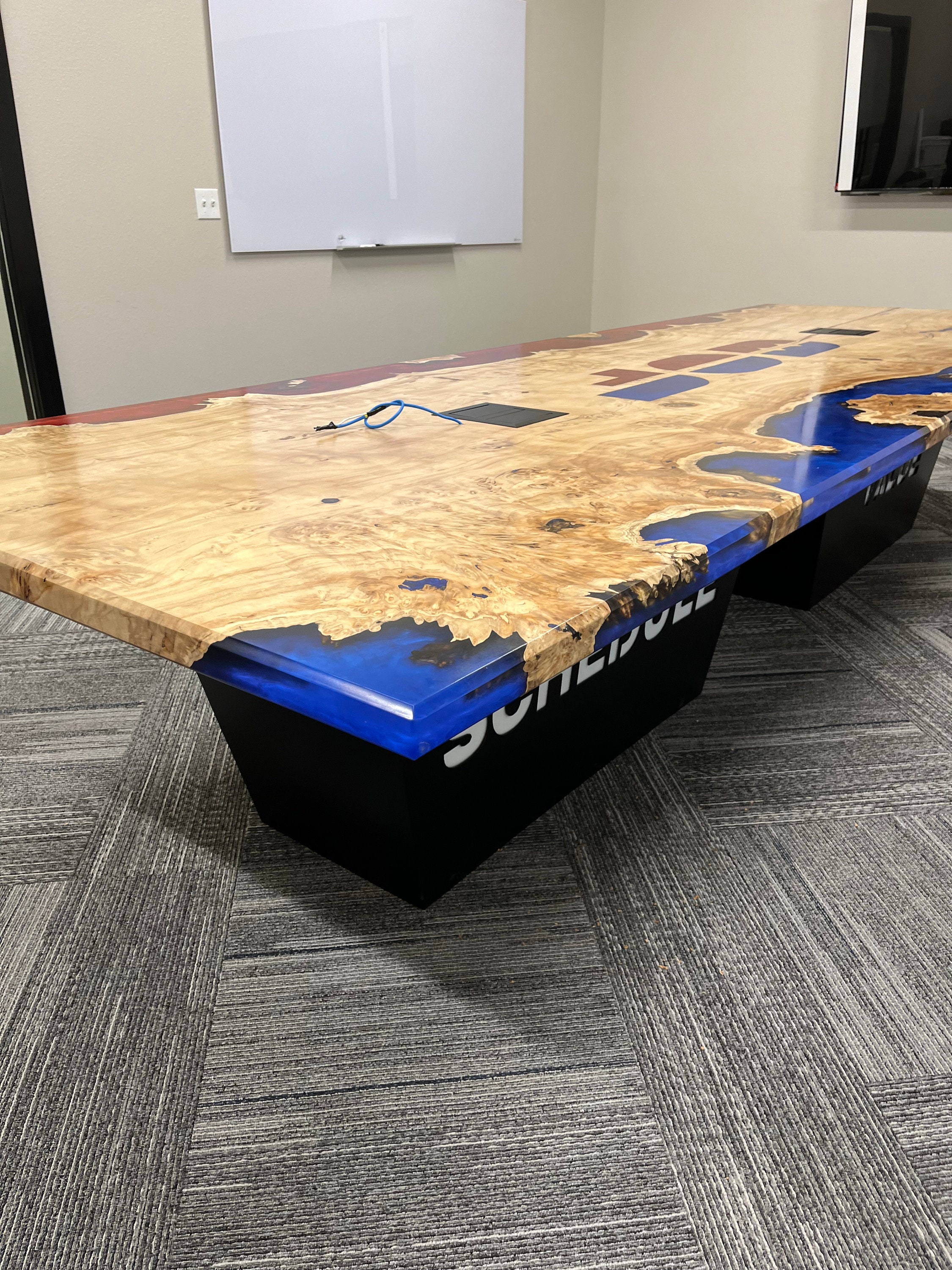 Company Logo Conference Table Live Edge Custom Epoxy River Table Resin ...
