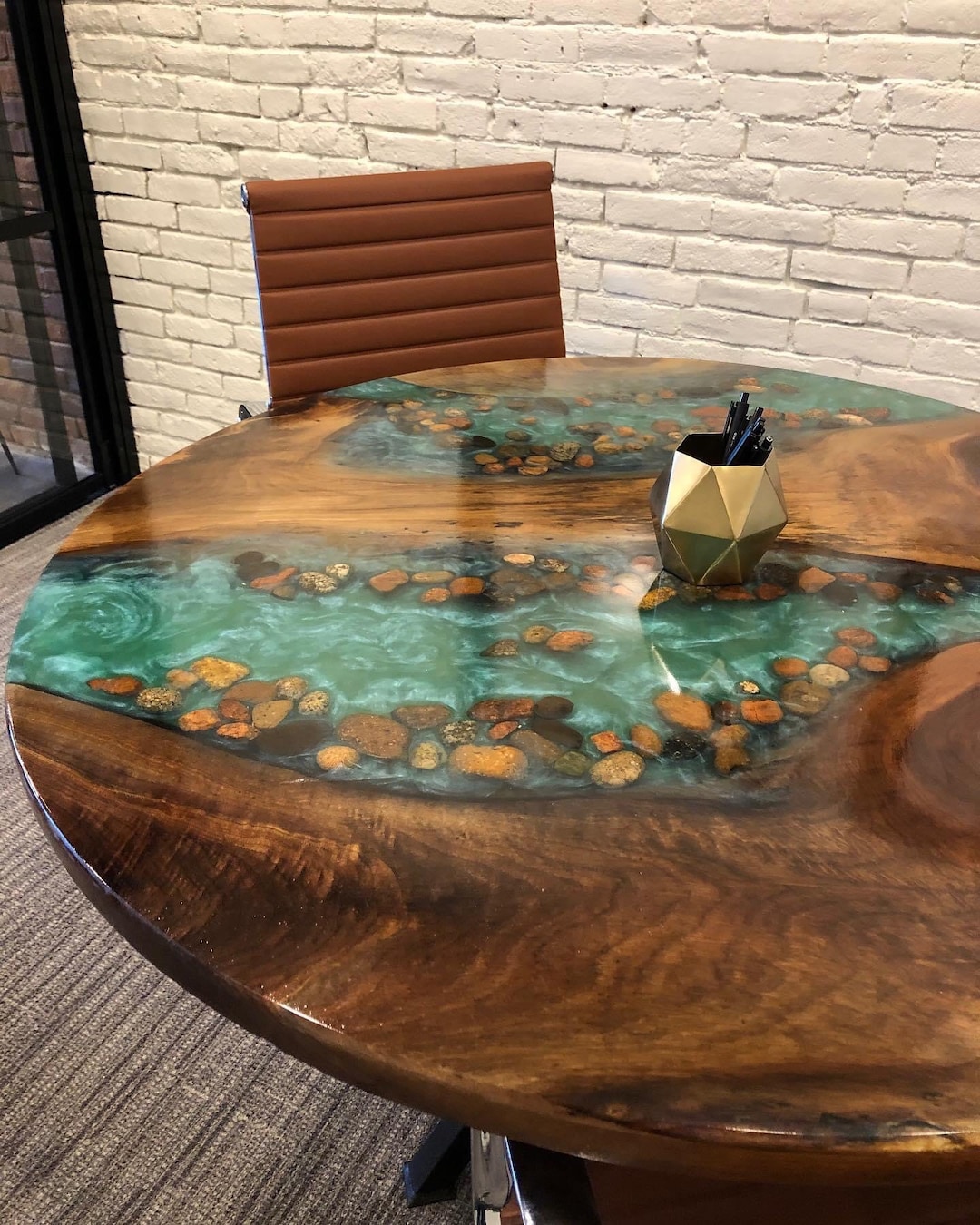 Round Live Edge Walnut River Table - Etsy