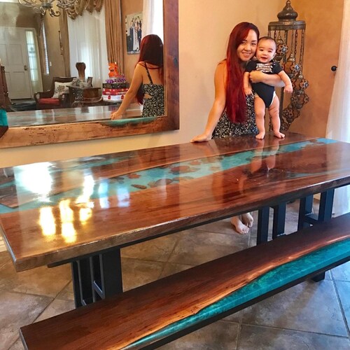 Round Live Edge Walnut River Table - Etsy