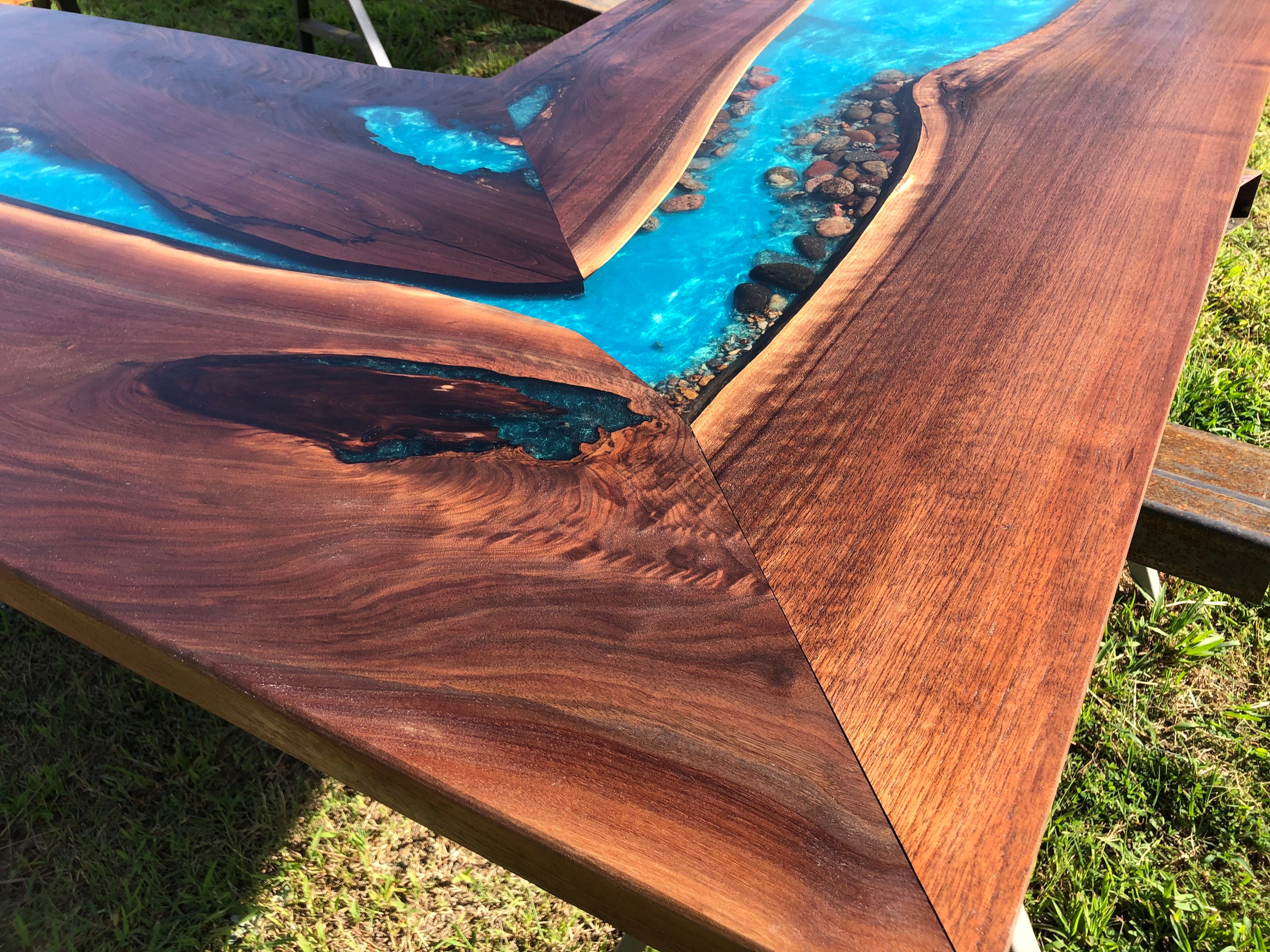 25 Ft Bartop River Table Live Edge With River Stone and Trout - Etsy