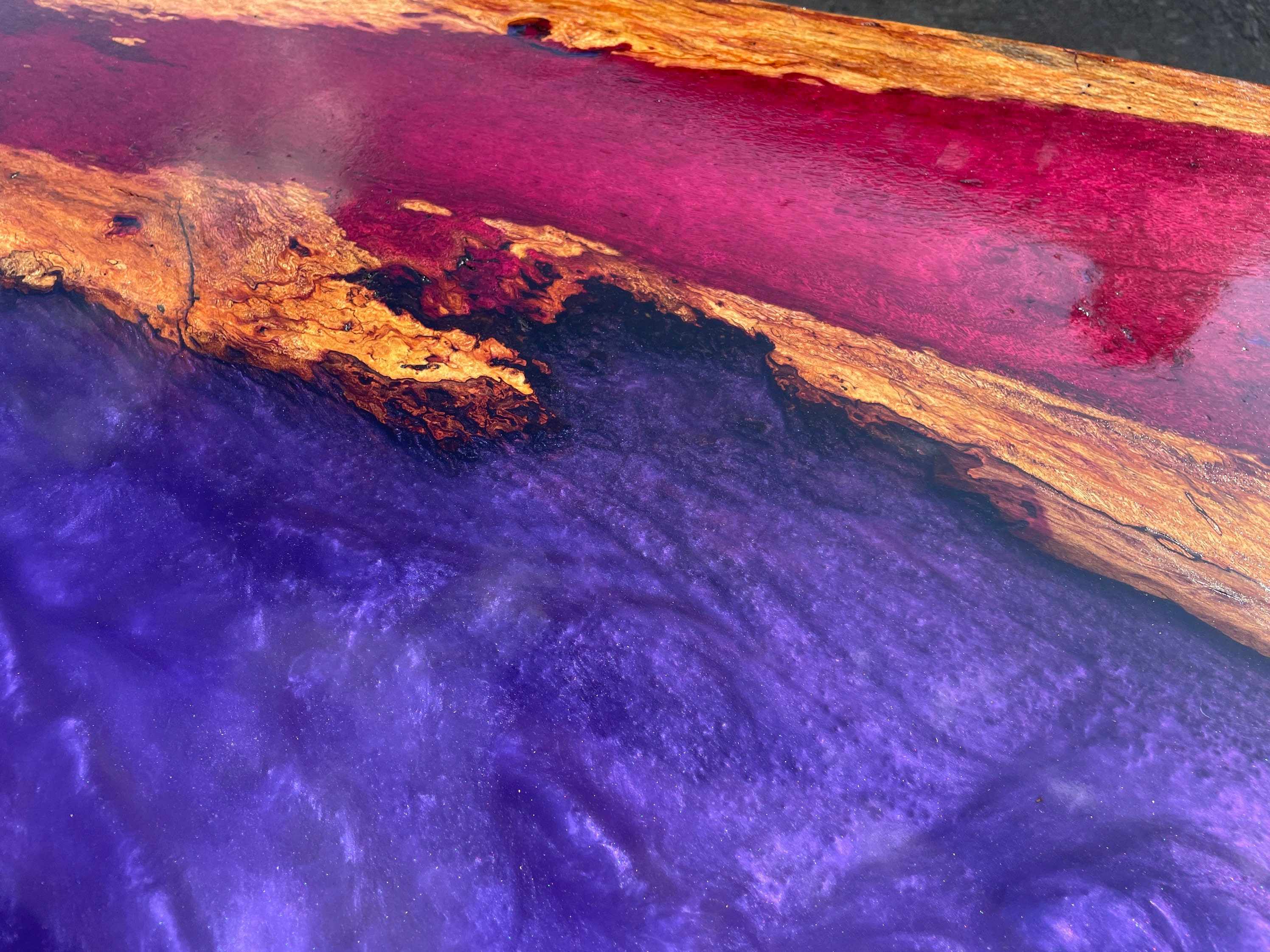 Purpleheart Dining River Table Live Edge Purple With Coasters and ...