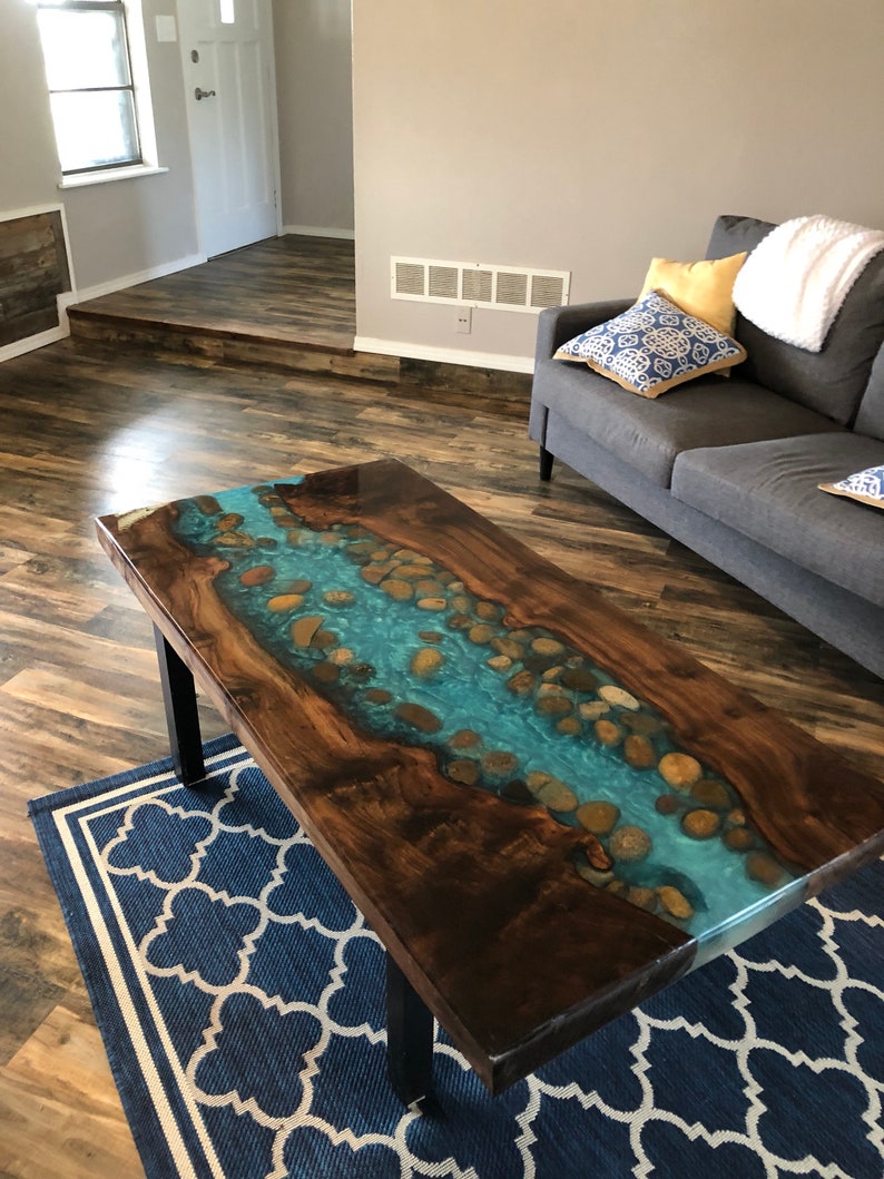 Resin Live Edge Coffee Table Stunning River Table Stone Coffee - Etsy