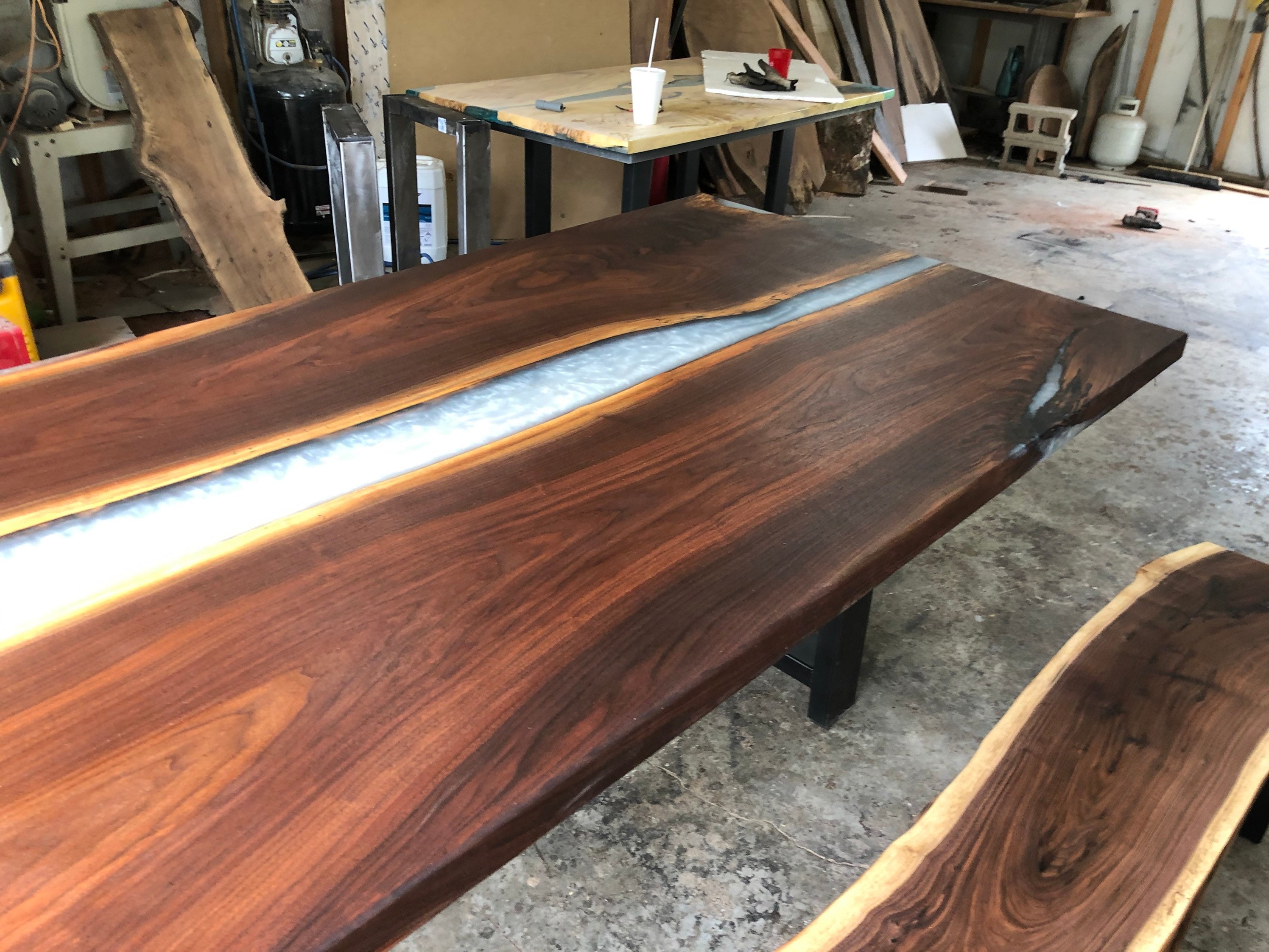 10 Foot Conference Table and Benches Live Edge River Table - Etsy