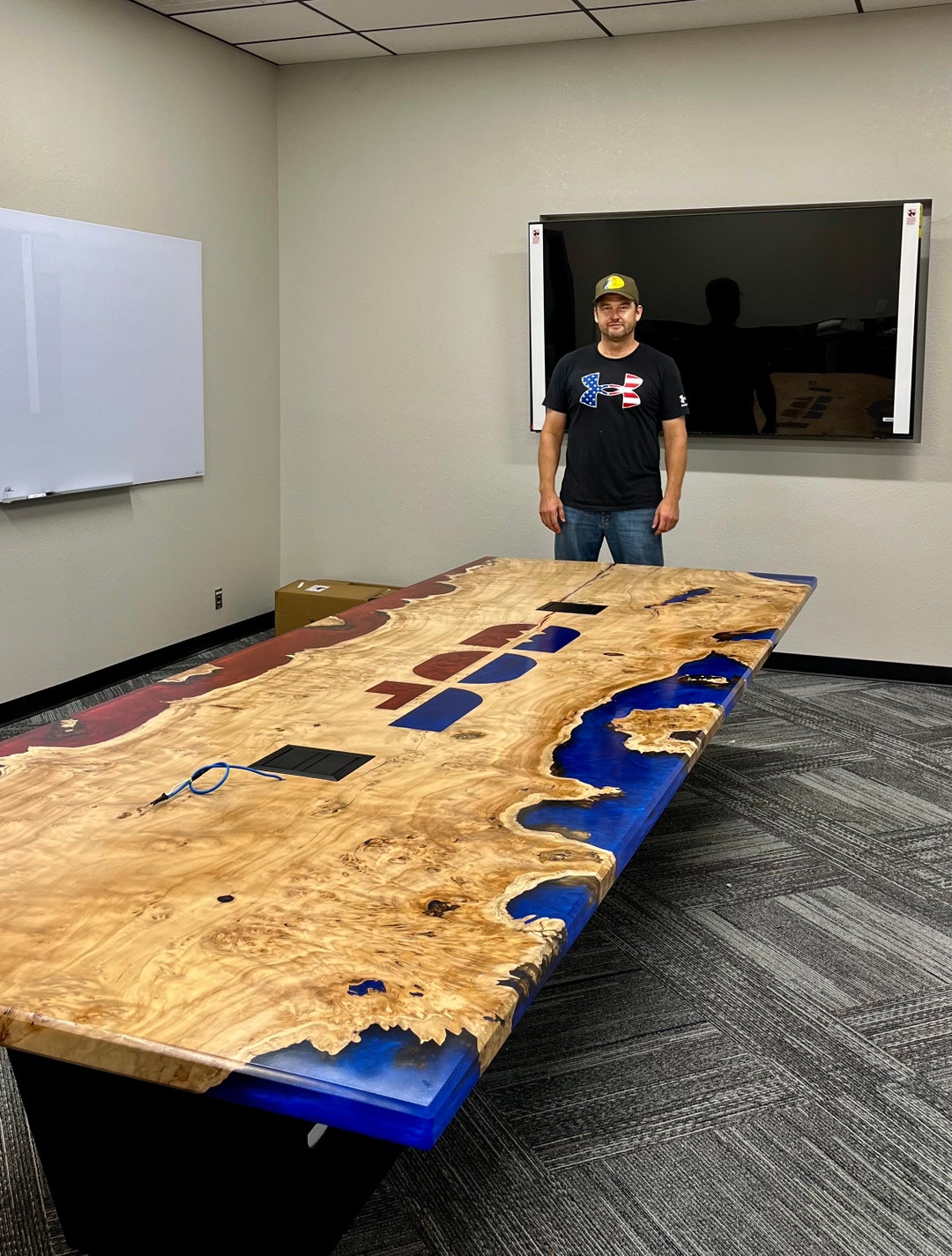 Company Logo Conference Table Live Edge Custom Epoxy River Table Resin ...