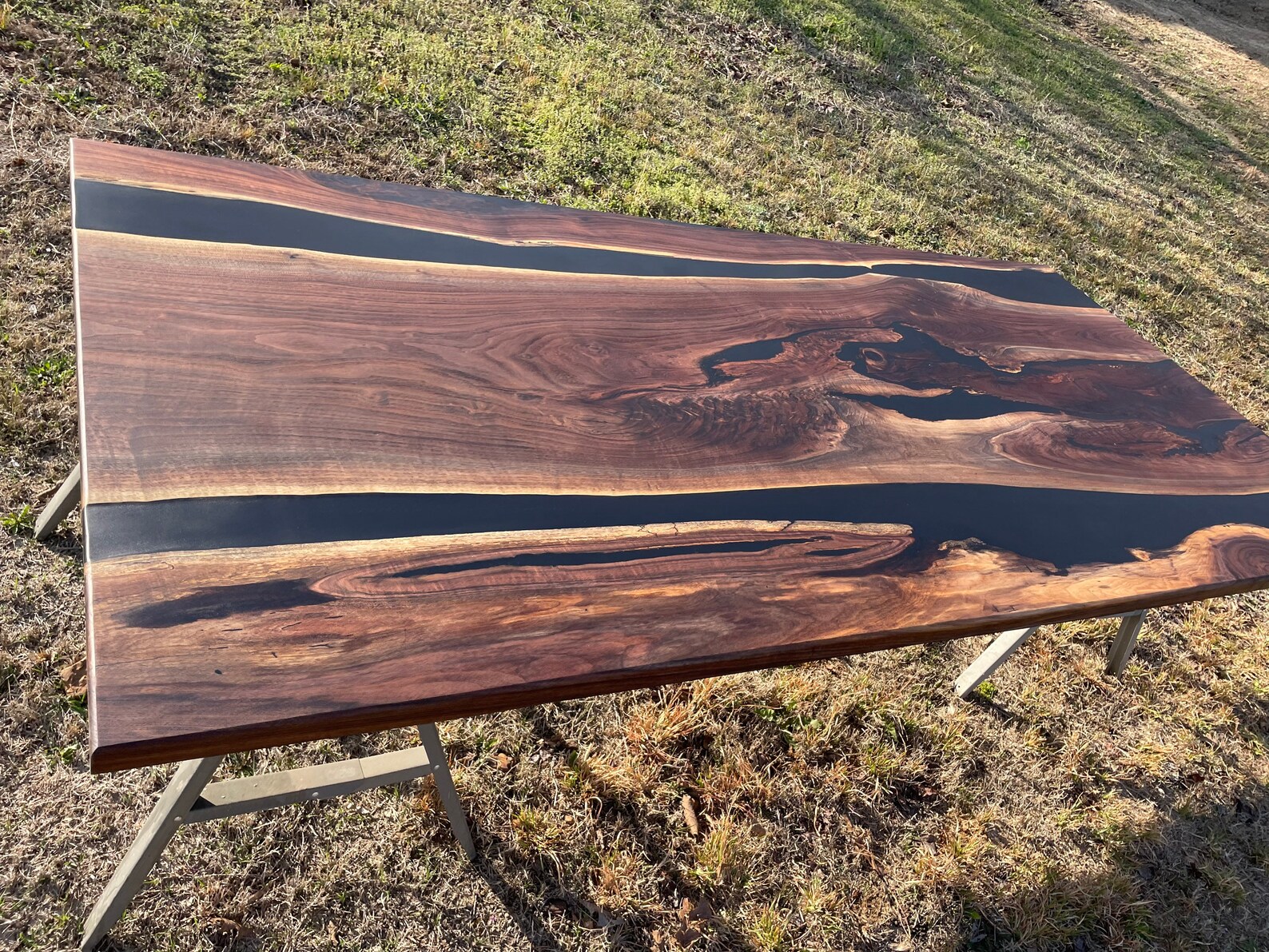 Live Edge Epoxy River Table Kitchen Table Dining Walnut Black - Etsy