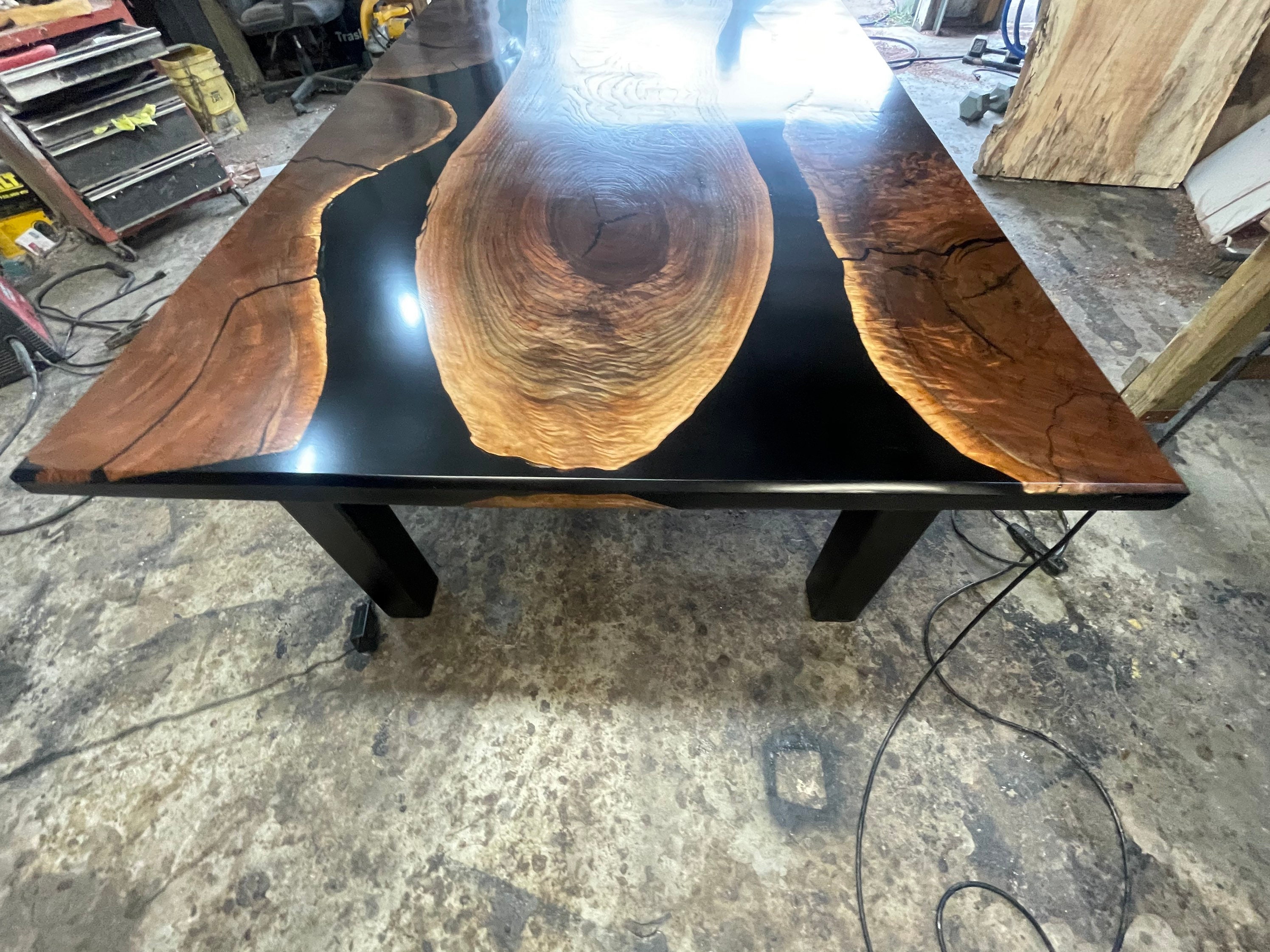 Ten Foot Walnut Black Epoxy Live Edge River Table - Etsy