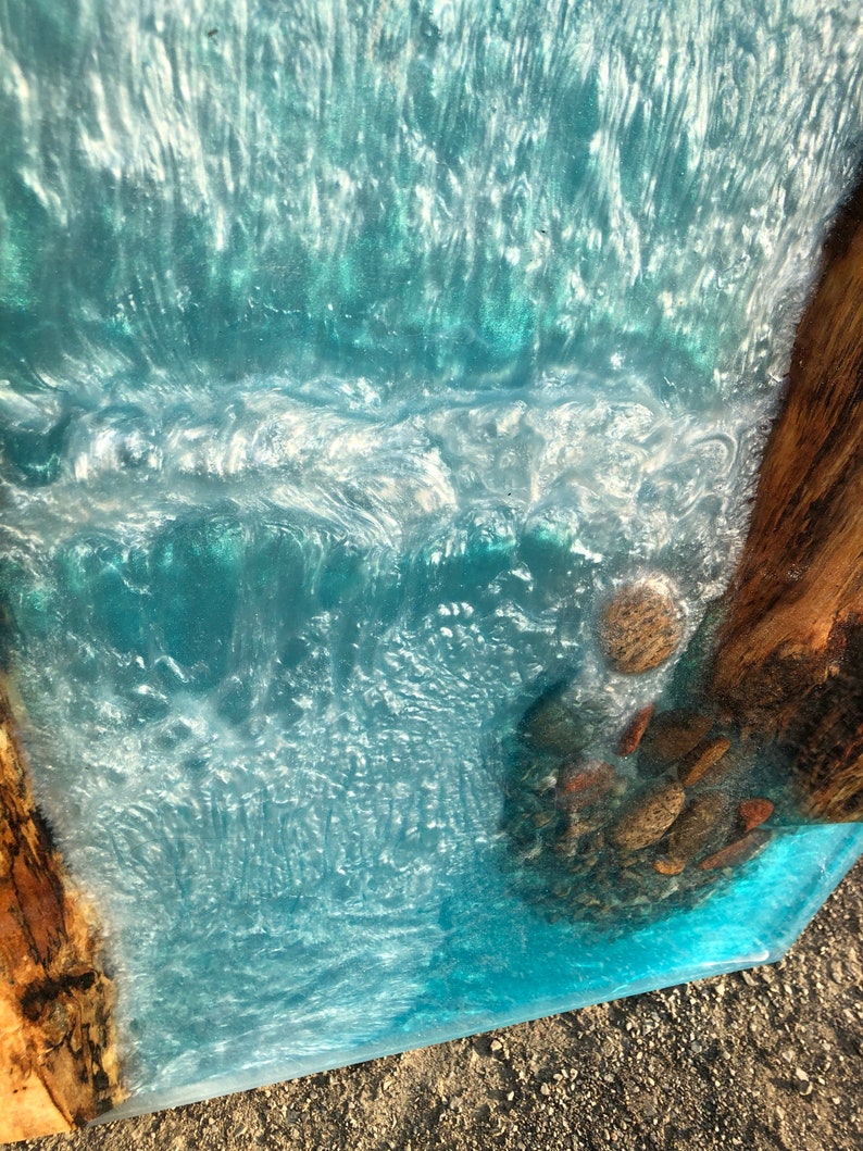 Gorgeous Waterfall River Table With Live Edge Stone and Rocks - Etsy