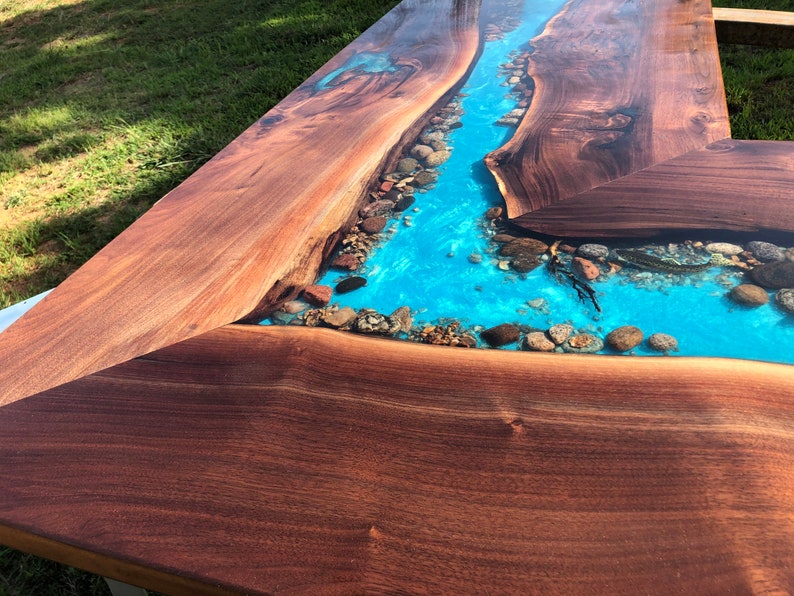 25 Ft Bartop River Table Live Edge With River Stone and Trout - Etsy