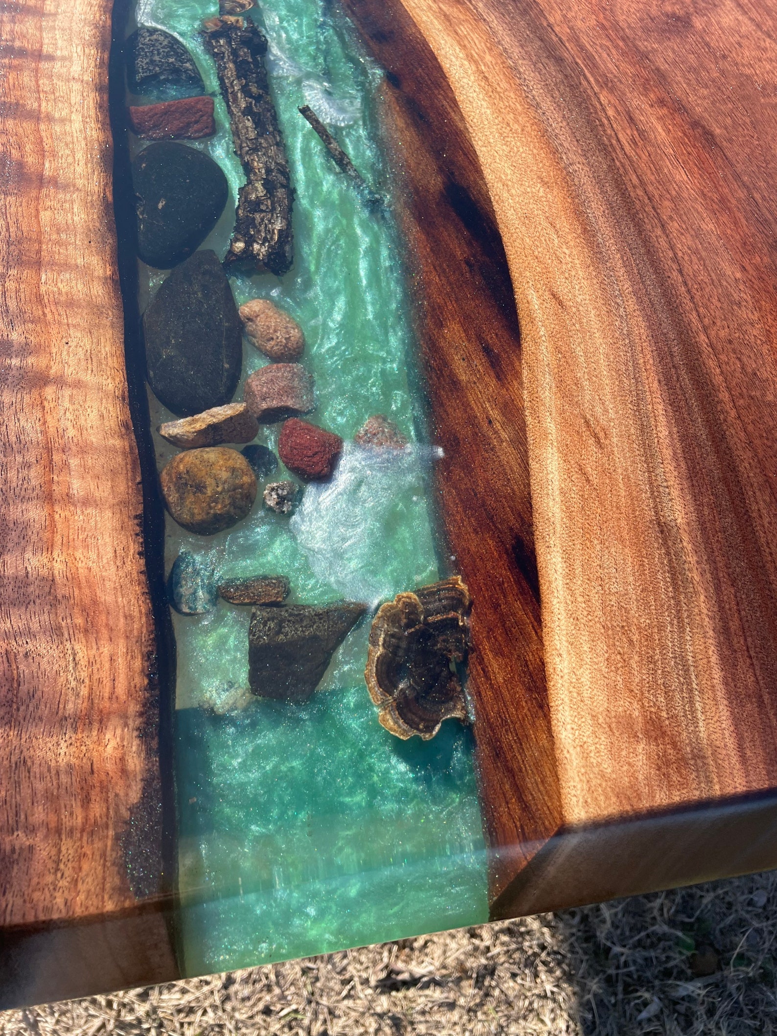 Live Edge River Table With Stone and Trout Rock Walnut - Etsy