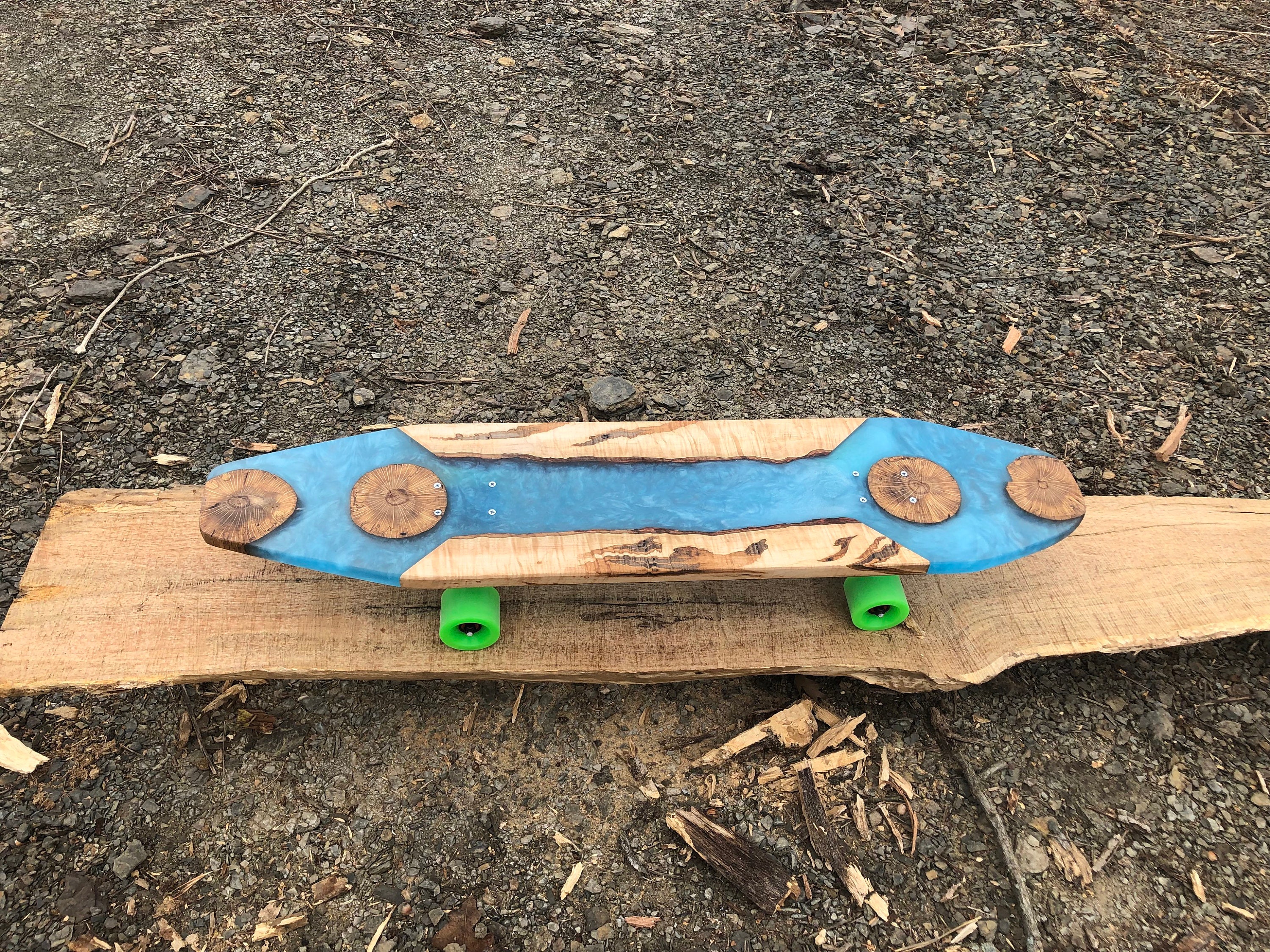 Gorgeous Live Edge Olive wood and resin longboard skateboard | Etsy